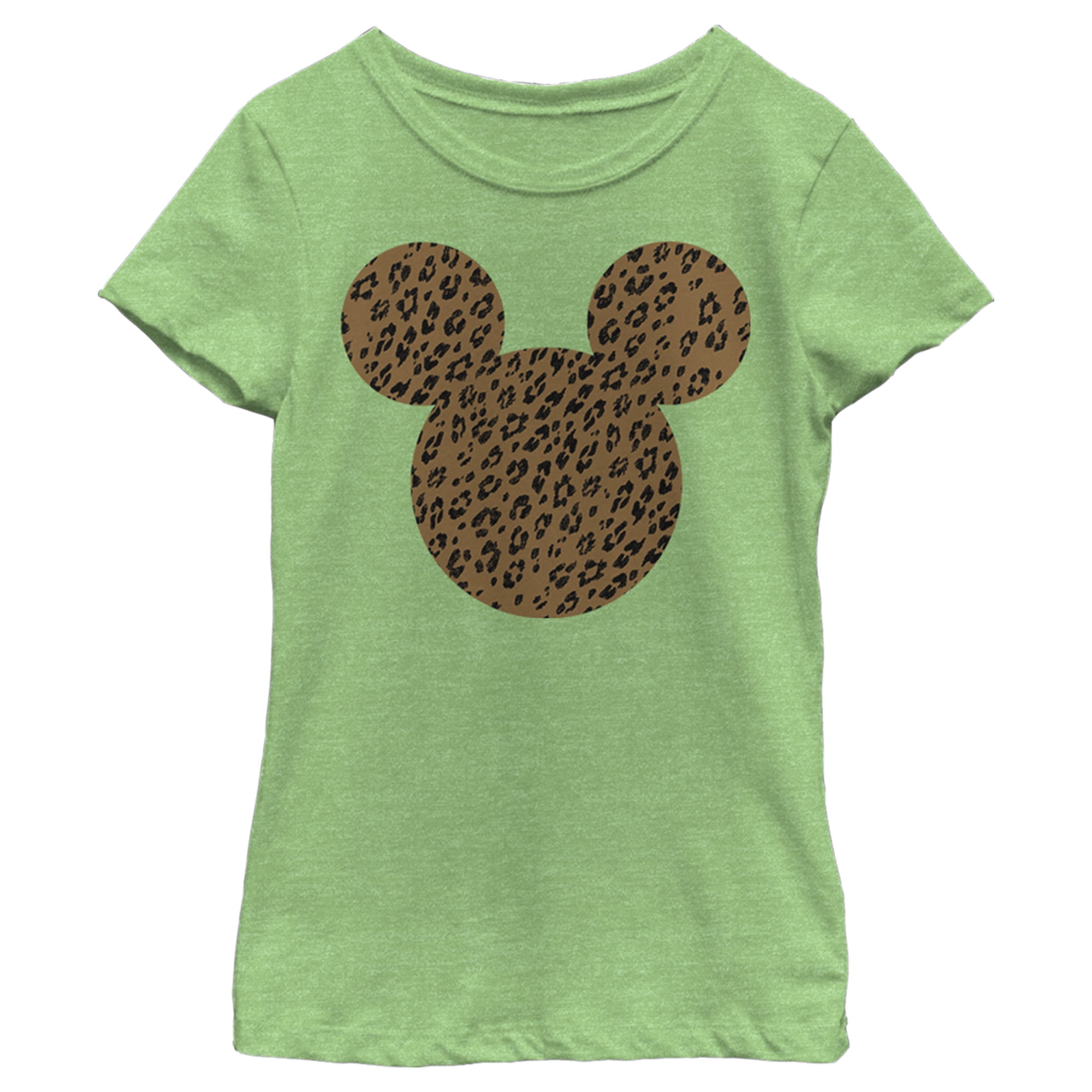 Girl's Mickey & Friends Cheetah Silhouette Graphic Tee Green Apple ...