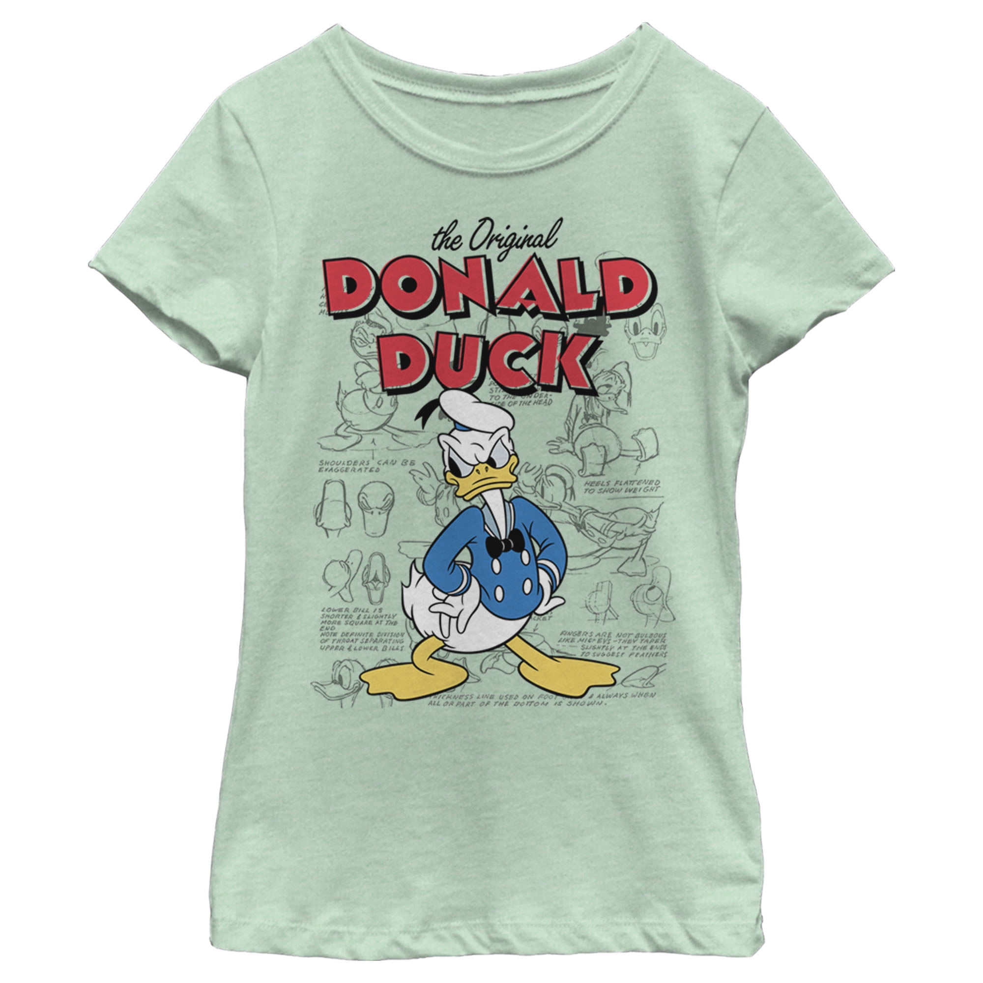 Girl's Mickey & Friends Donald Duck Original Art Graphic Tee Mint Small ...