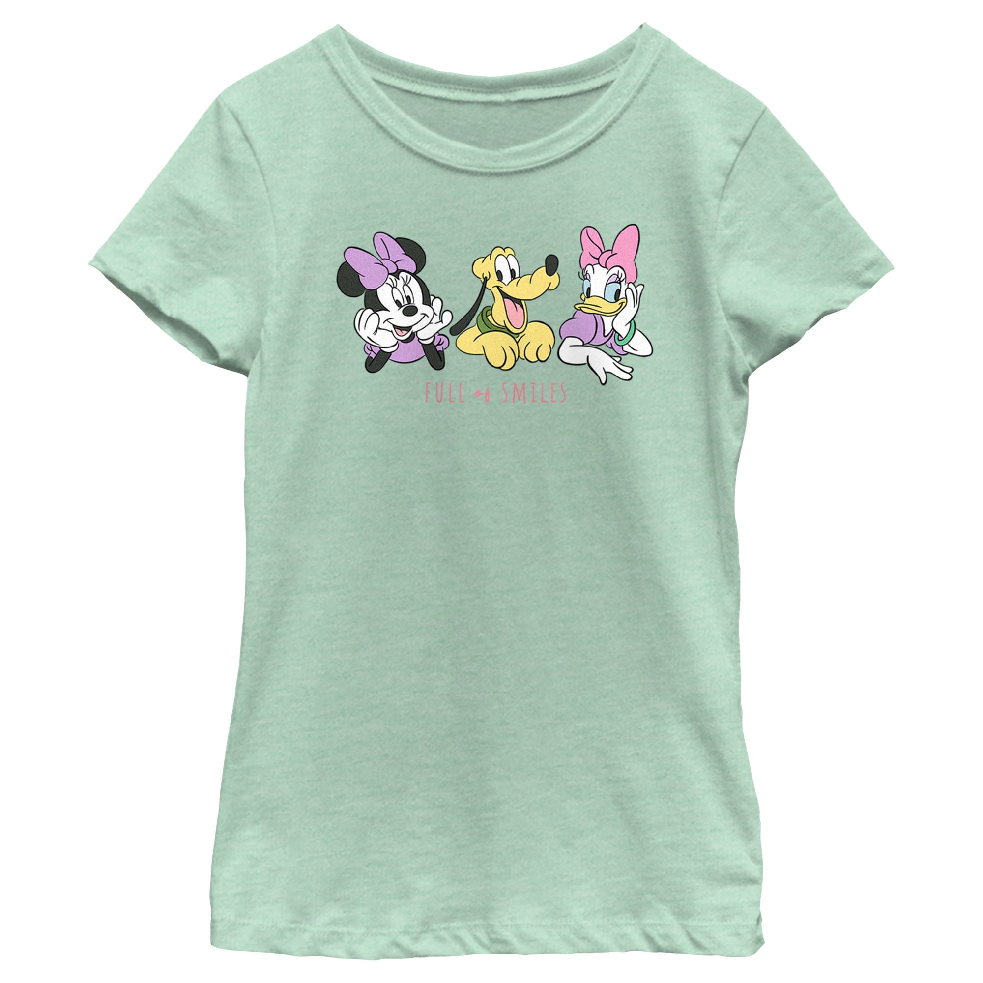 Girl's Mickey & Friends Full of Smiles Graphic Tee Mint X Large ...