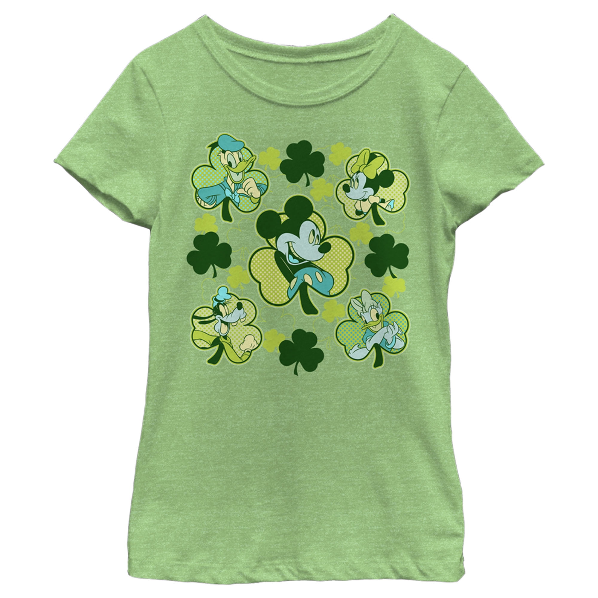 Girl's Mickey & Friends Happy Clover Friends Graphic Tee Green Apple ...