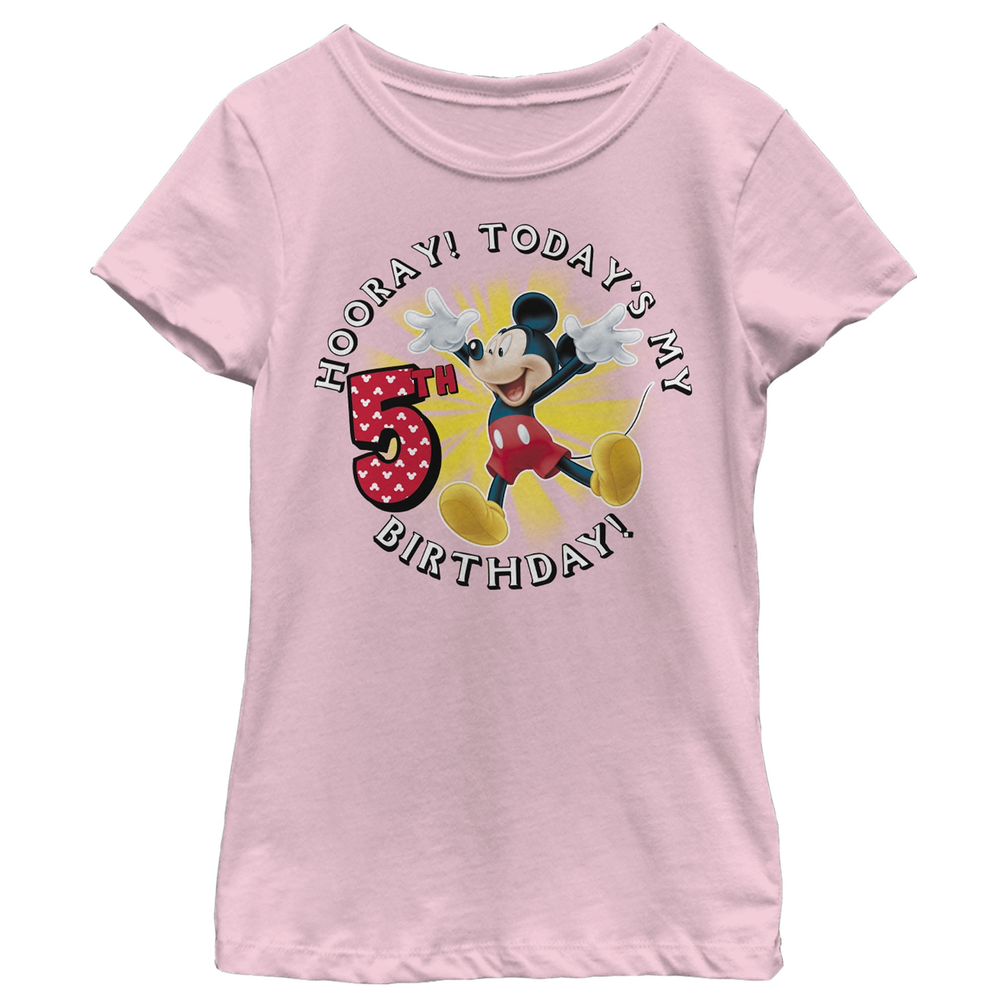 Girl's Mickey & Friends Hooray It's My 5th Birthday Graphic Tee Light ...