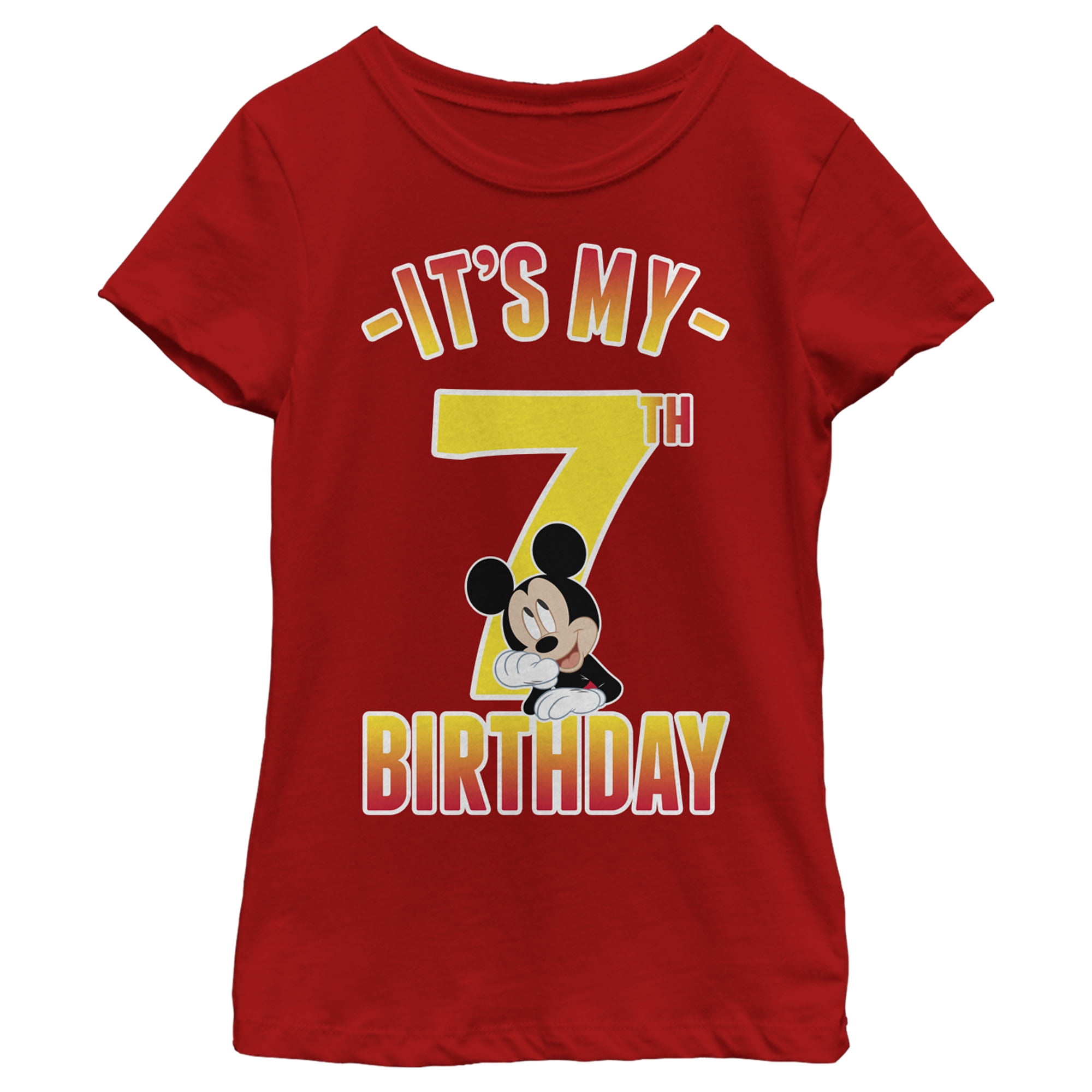 Girl's Mickey & Friends It's My 7th Birthday Graphic Tee Red Small ...