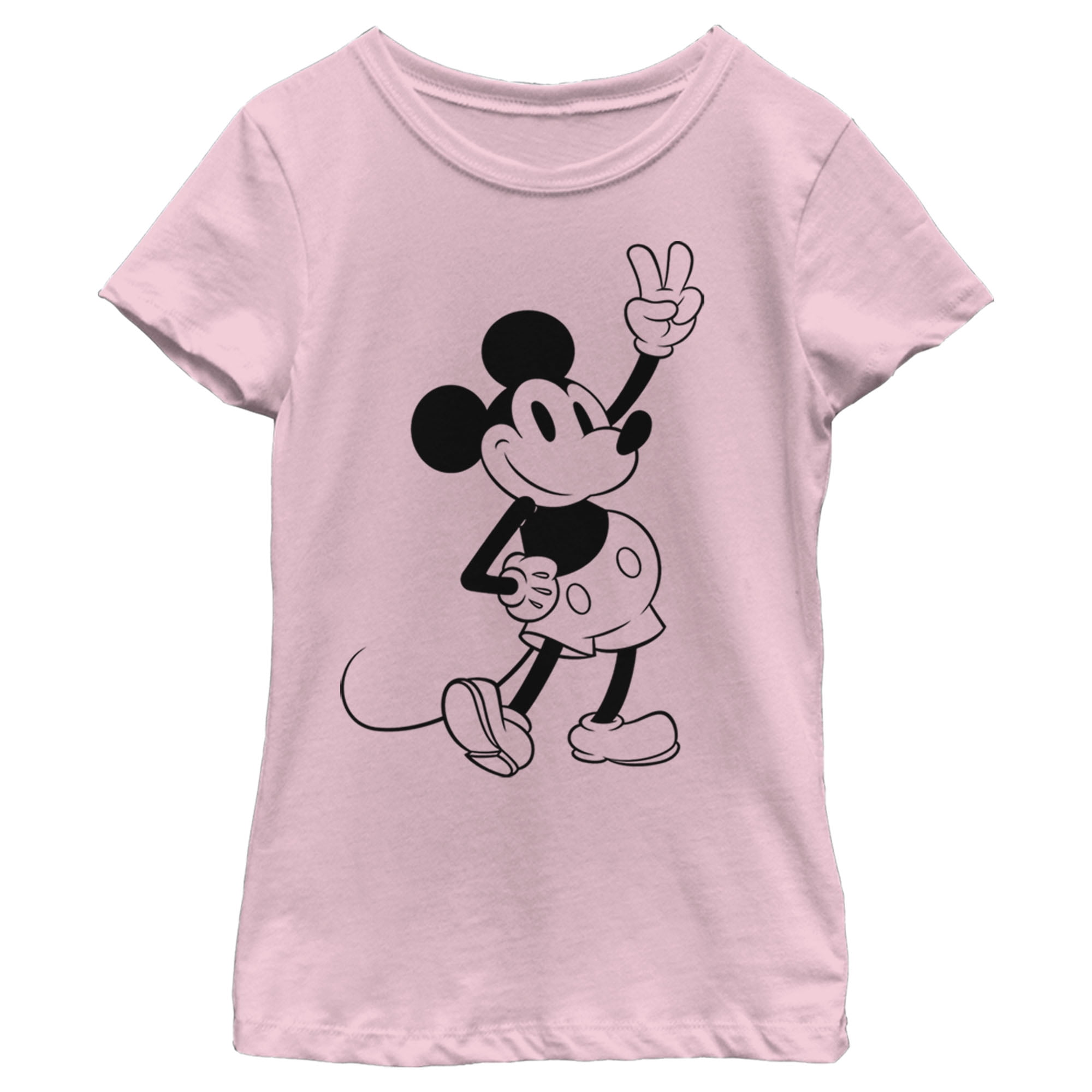 Girl's Mickey & Friends Mickey Mouse Peace Sign Graphic Tee Light Pink ...