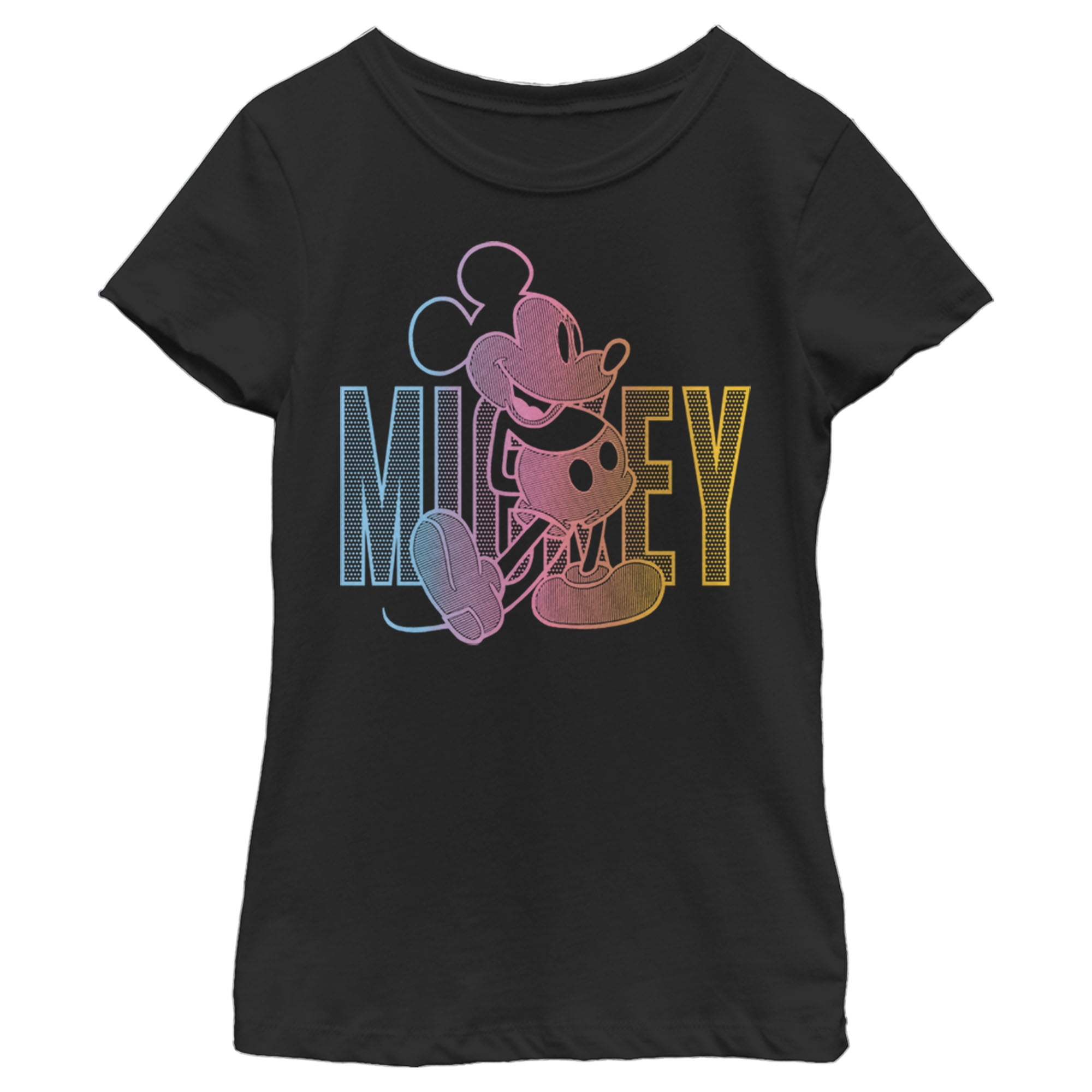 Girl's Mickey & Friends Mickey Neon Gradient Graphic Tee Black Medium ...