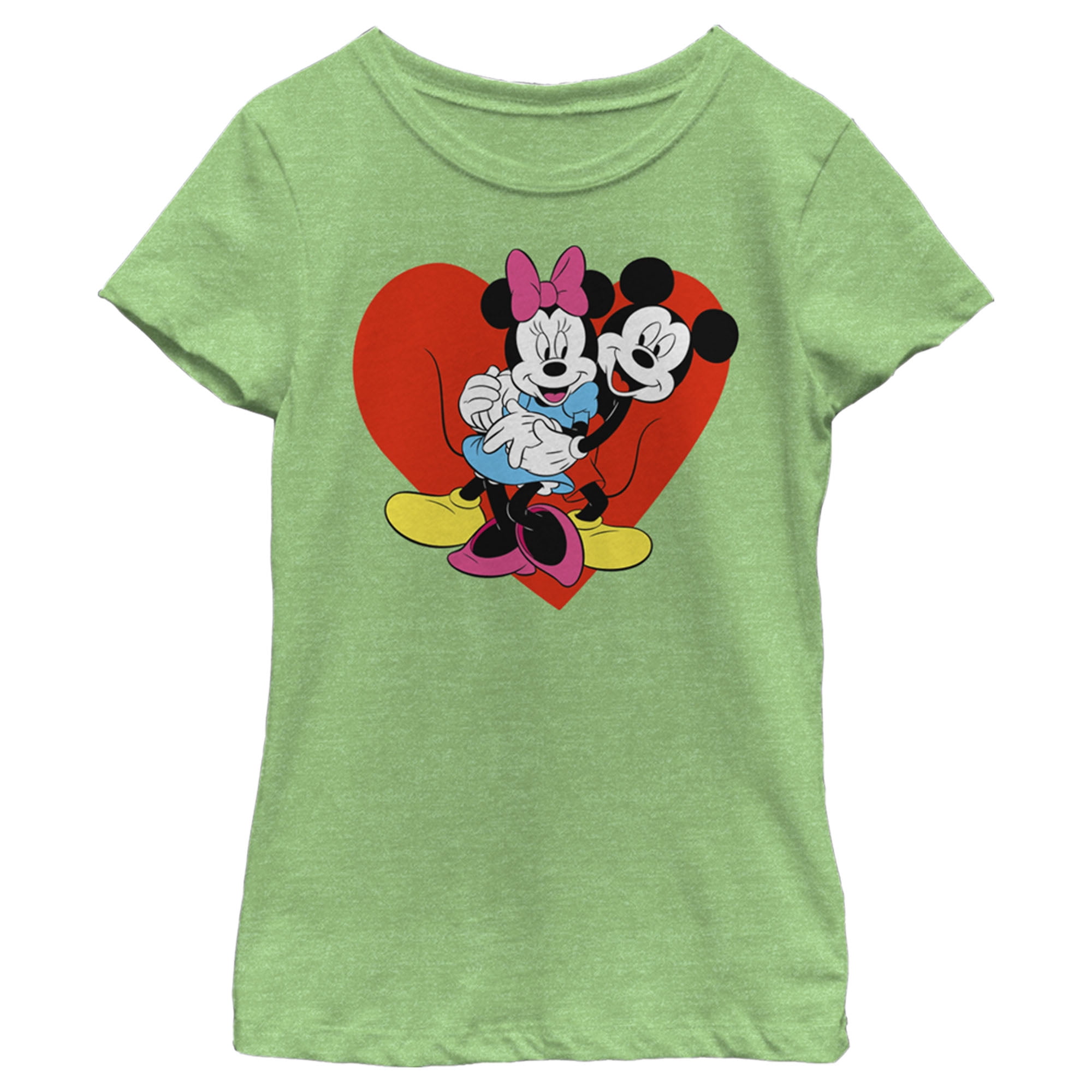 Girl's Mickey & Friends Mickey and Minnie Hugging Hearts Graphic Tee ...