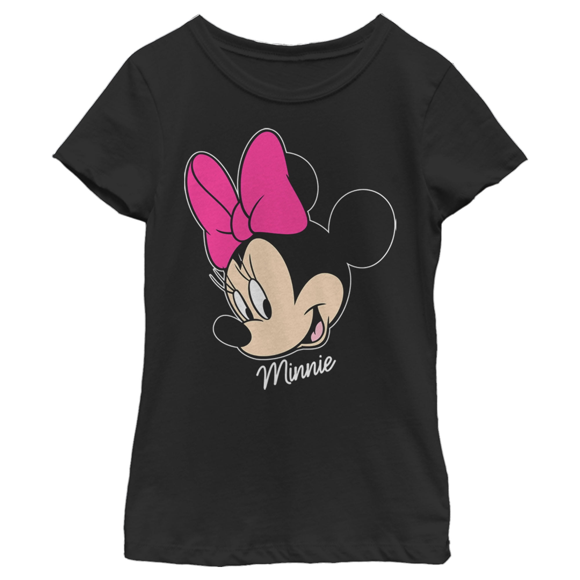 Disney Girl's Mickey & Friends Minnie Mouse Portrait Tee, Black, X ...