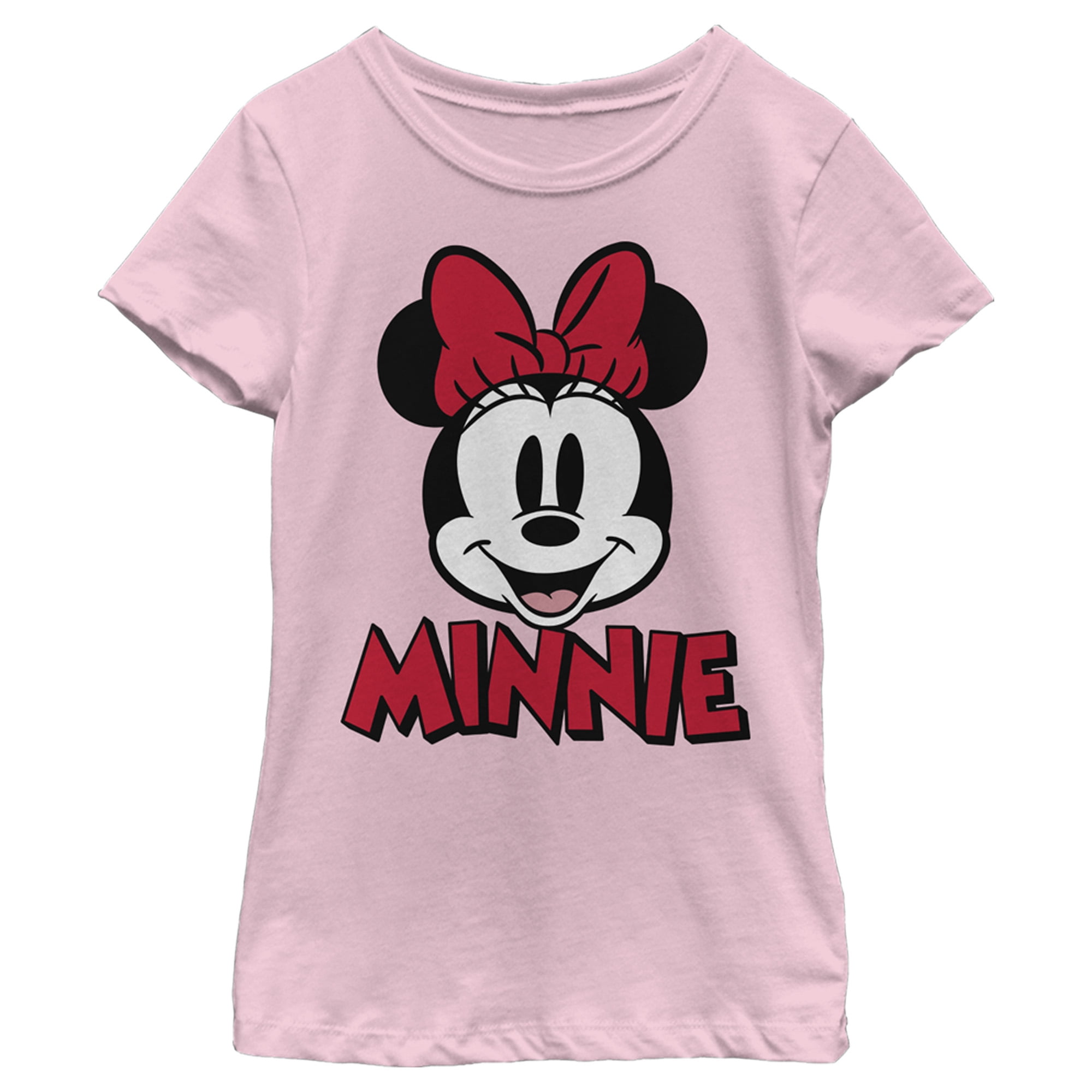 Girl's Mickey & Friends Retro Minnie Mouse Big Face Graphic Tee Light ...