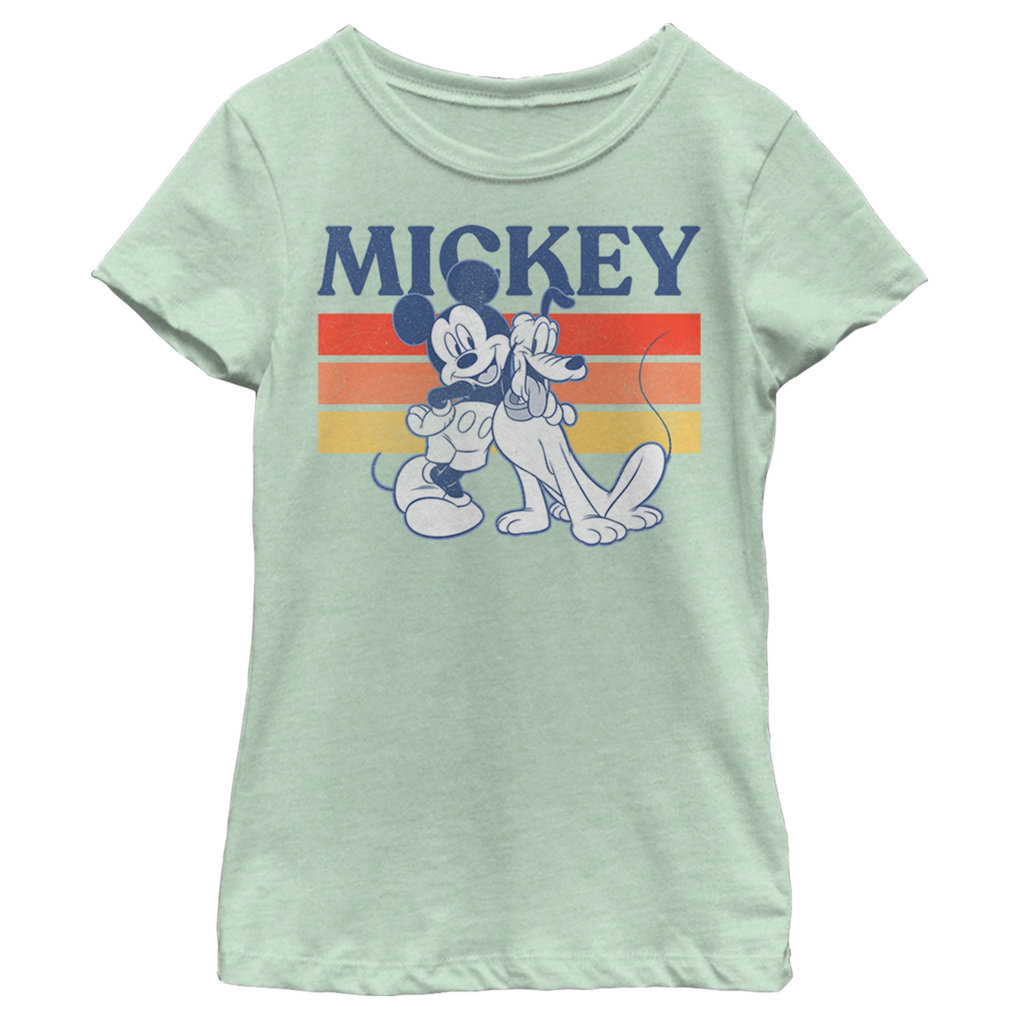 Girl's Mickey & Friends Retro Pluto and Mickey Mouse Graphic Tee Mint ...