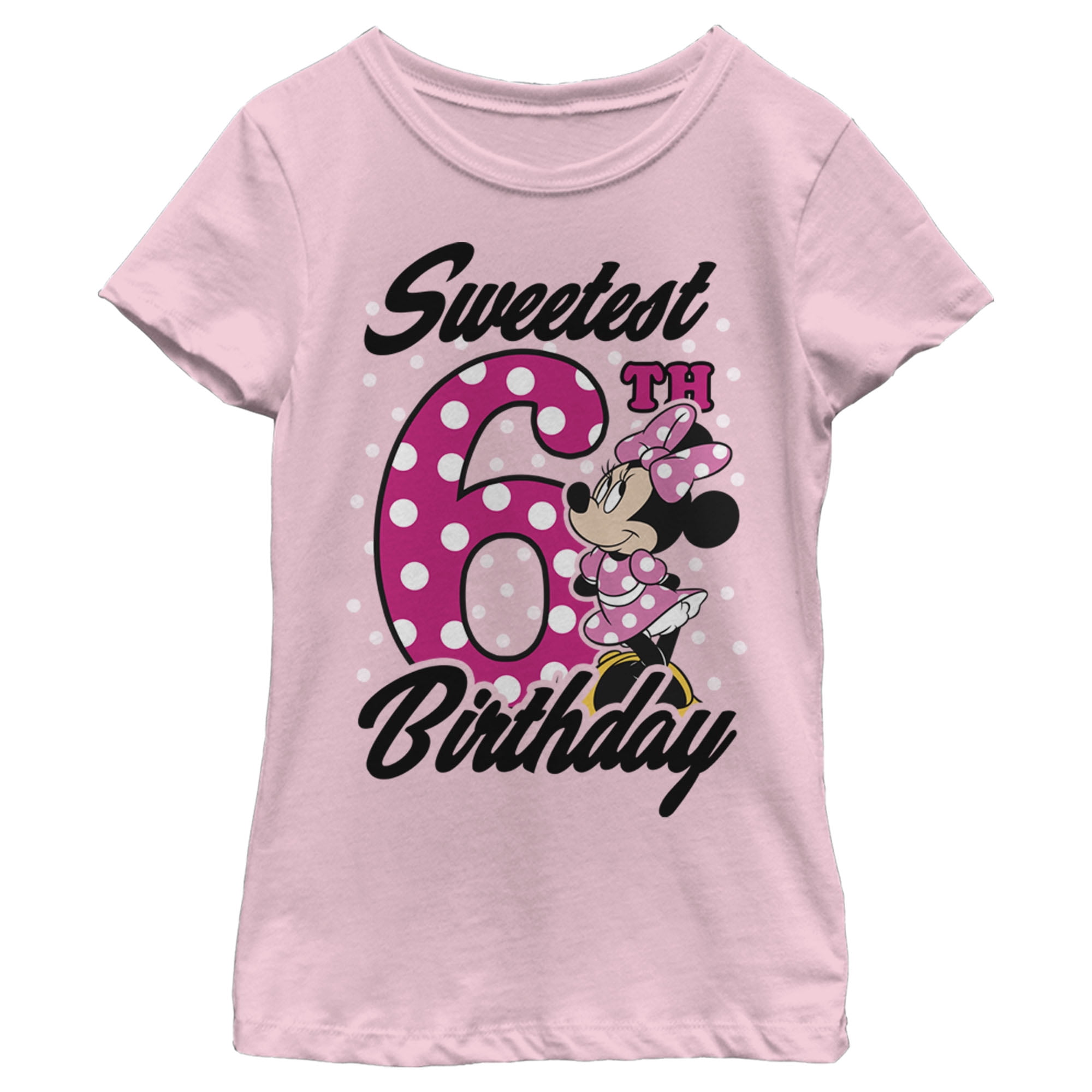 Girl's Mickey & Friends Sweetest 6th Birthday Dots Graphic Tee Light ...