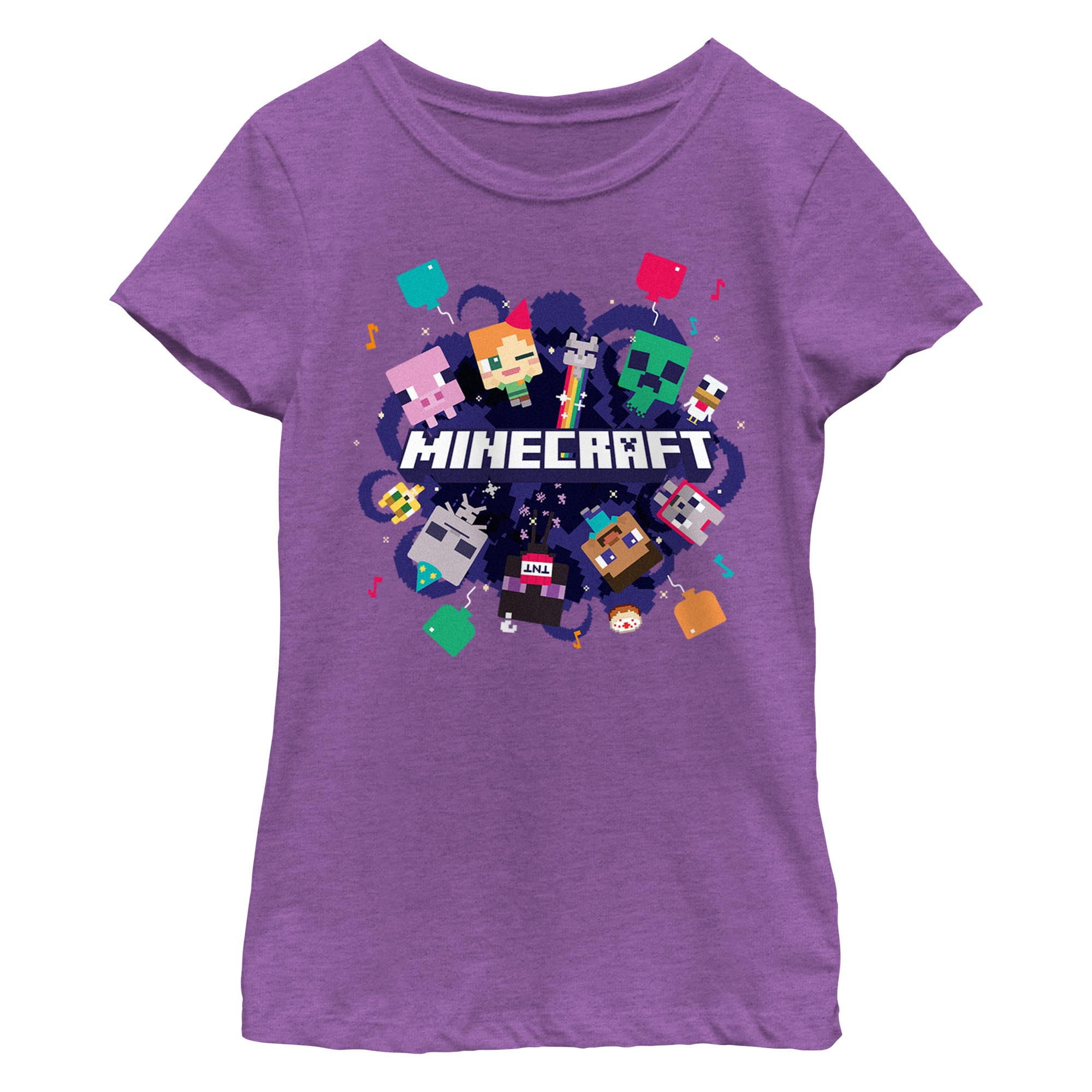 Minecraft Girl's Alex Steve Portal Party Graphic T-Shirt, Kids ...