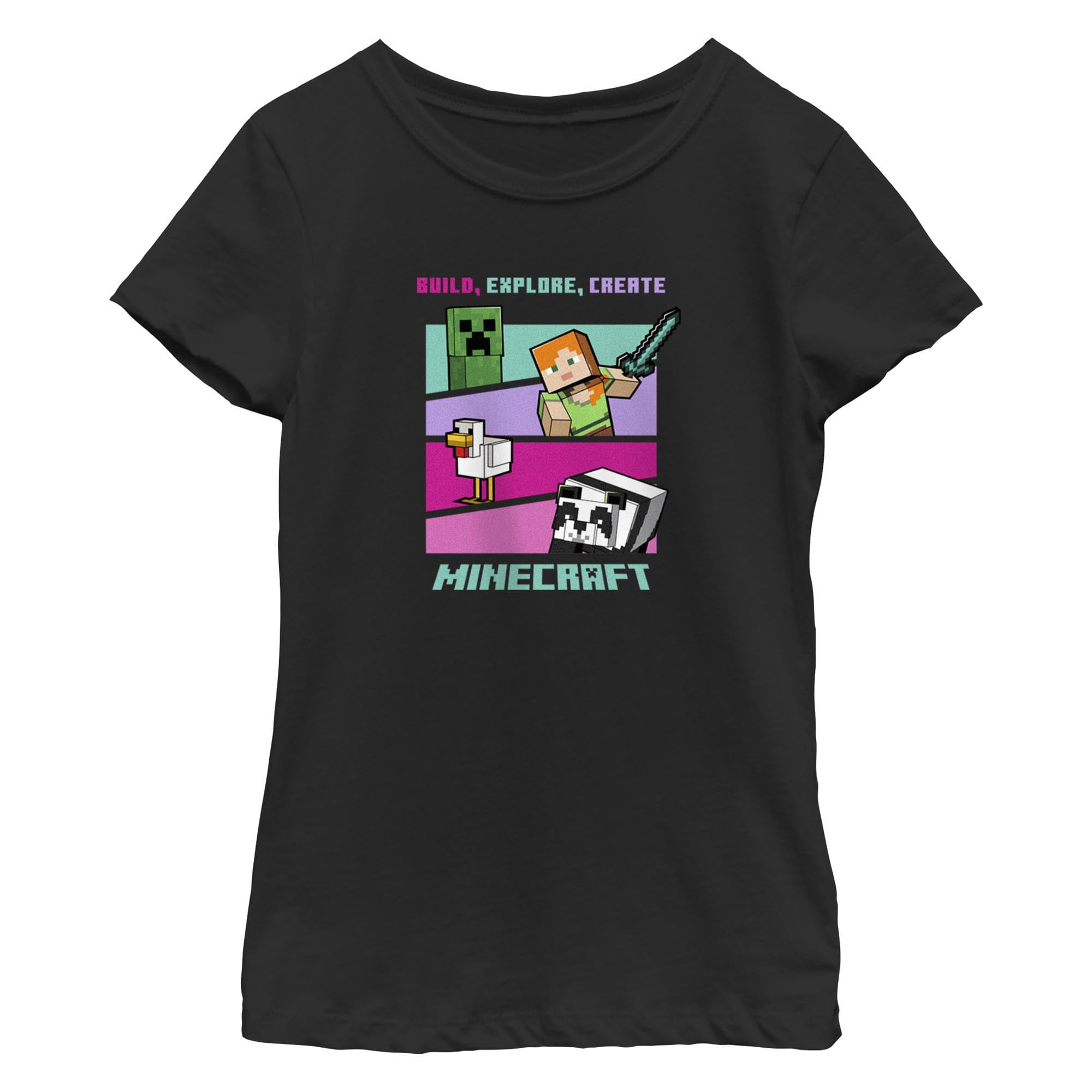 Girl's Minecraft Build Explore Create Logo Graphic T-Shirt - Walmart.com