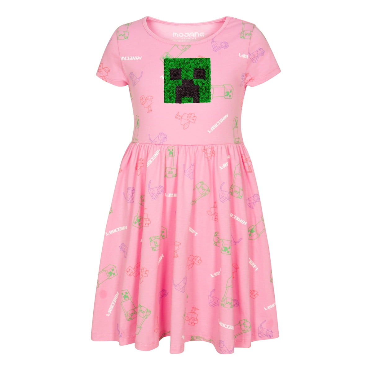 Girl's Minecraft Dress with Creeper Sequins for Little and Big Girls 4 ...