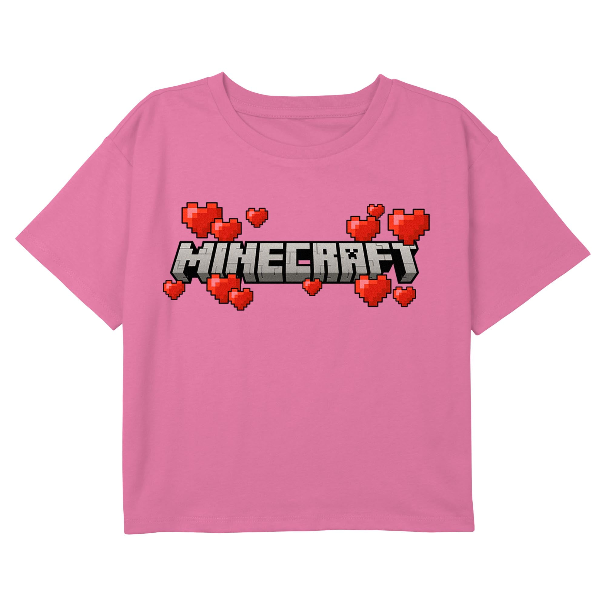 Girl's Minecraft Hearts Logo Graphic Cropped T-Shirt - Walmart.com
