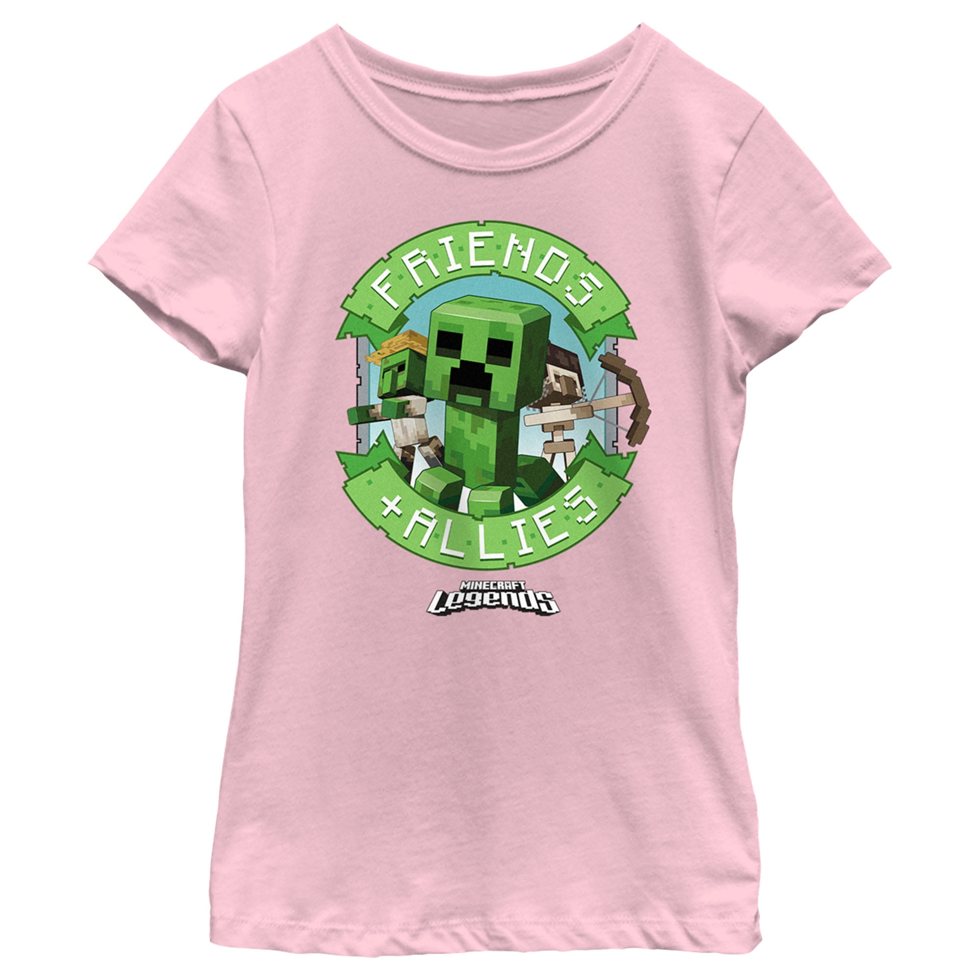 Girl's Minecraft Legends Friends and Allies Banner Graphic Tee Light ...