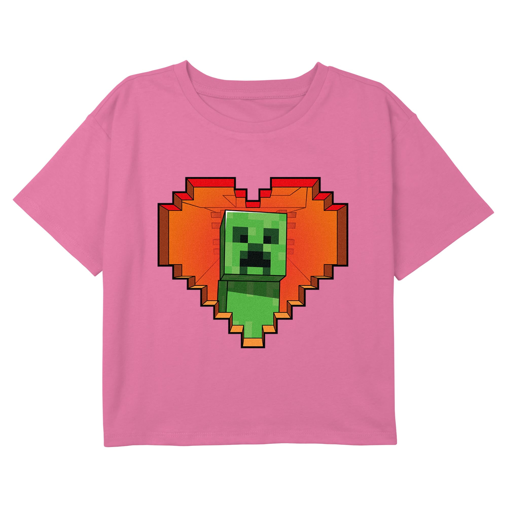 Girl's Minecraft Romantic Creeper Graphic Cropped T-Shirt - Walmart.com