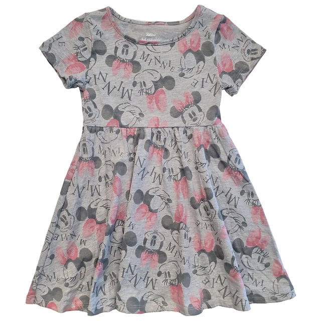 Girl's Minnie Mouse Pink Bow Allover Print Dress - Walmart.com
