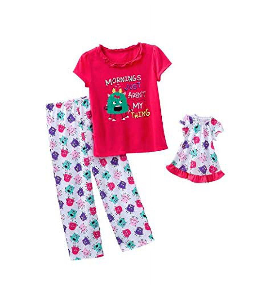 Girl's Morning Monster Pajama Set, with Doll Gown, Size 5 - Walmart.com