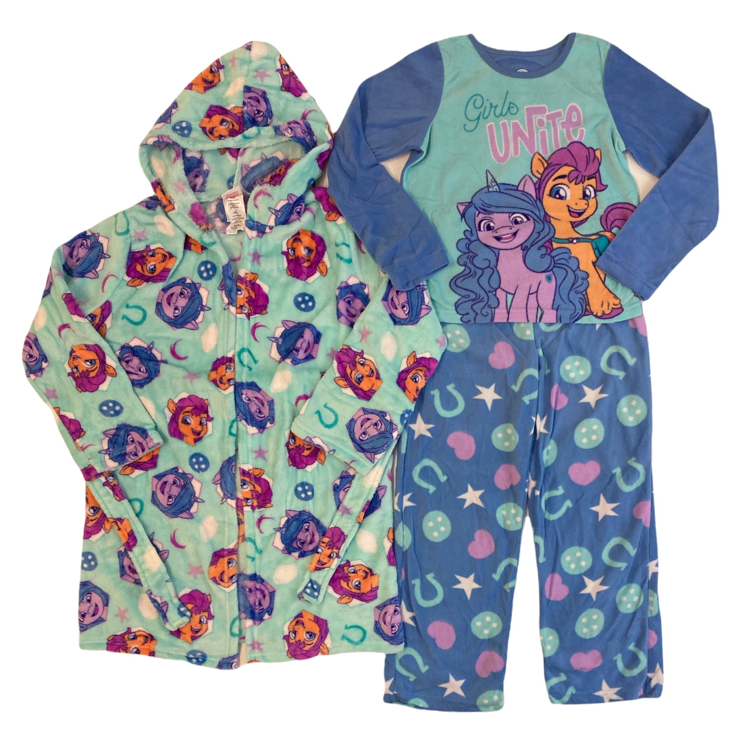 Girl's My Little Pony Plush Hooded Robe & 2 Piece Pajama Set Small 6 ...