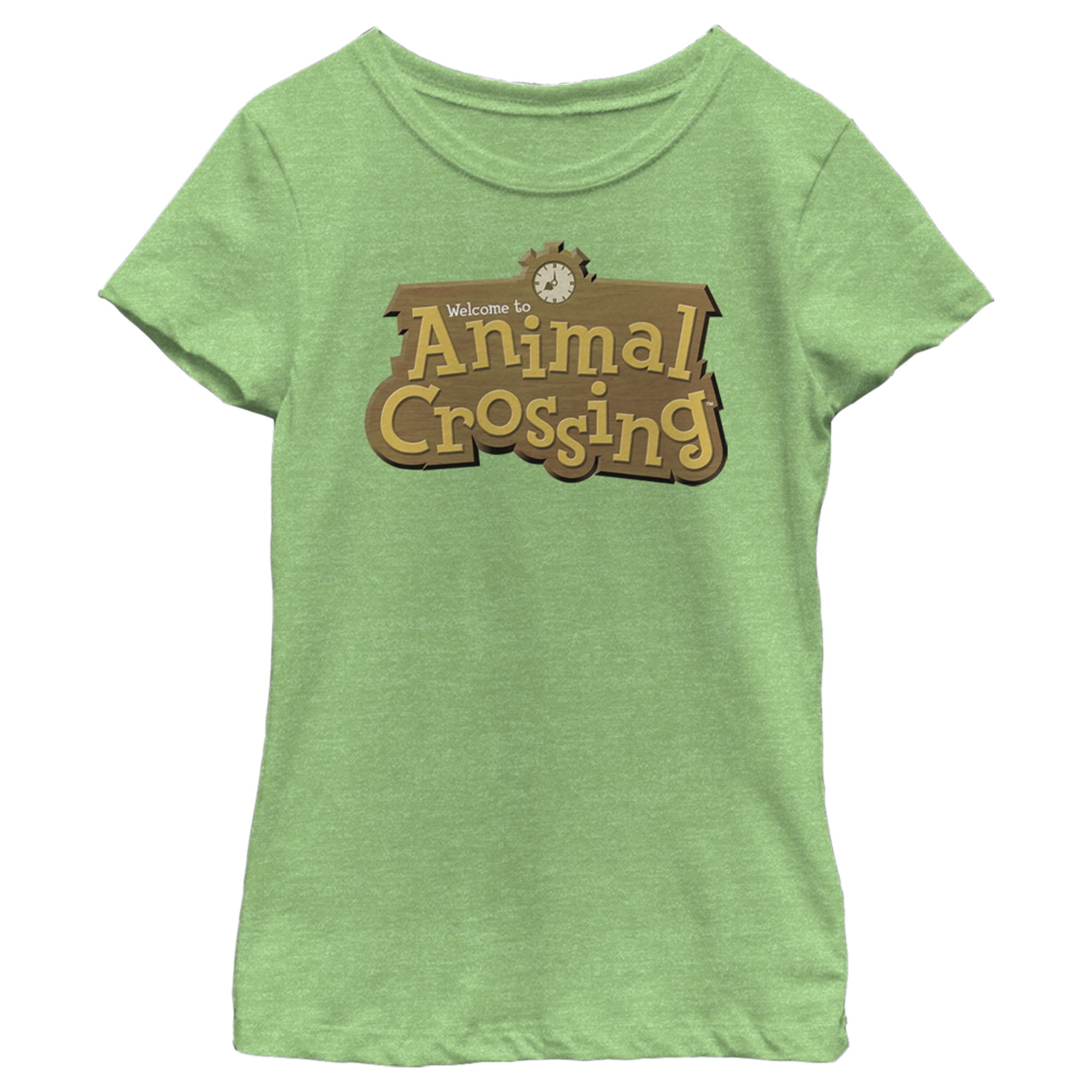 Girl's Nintendo Animal Crossing Title Logo Graphic Tee Green Apple ...