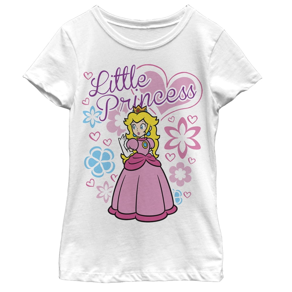 Nintendo Girl's Princess Peach Graphic Tee, White, Large, Officially ...