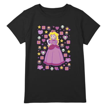 Super Mario Girls Princess Peach Gaming T-Shirt Purple Sizes 4-12 ...