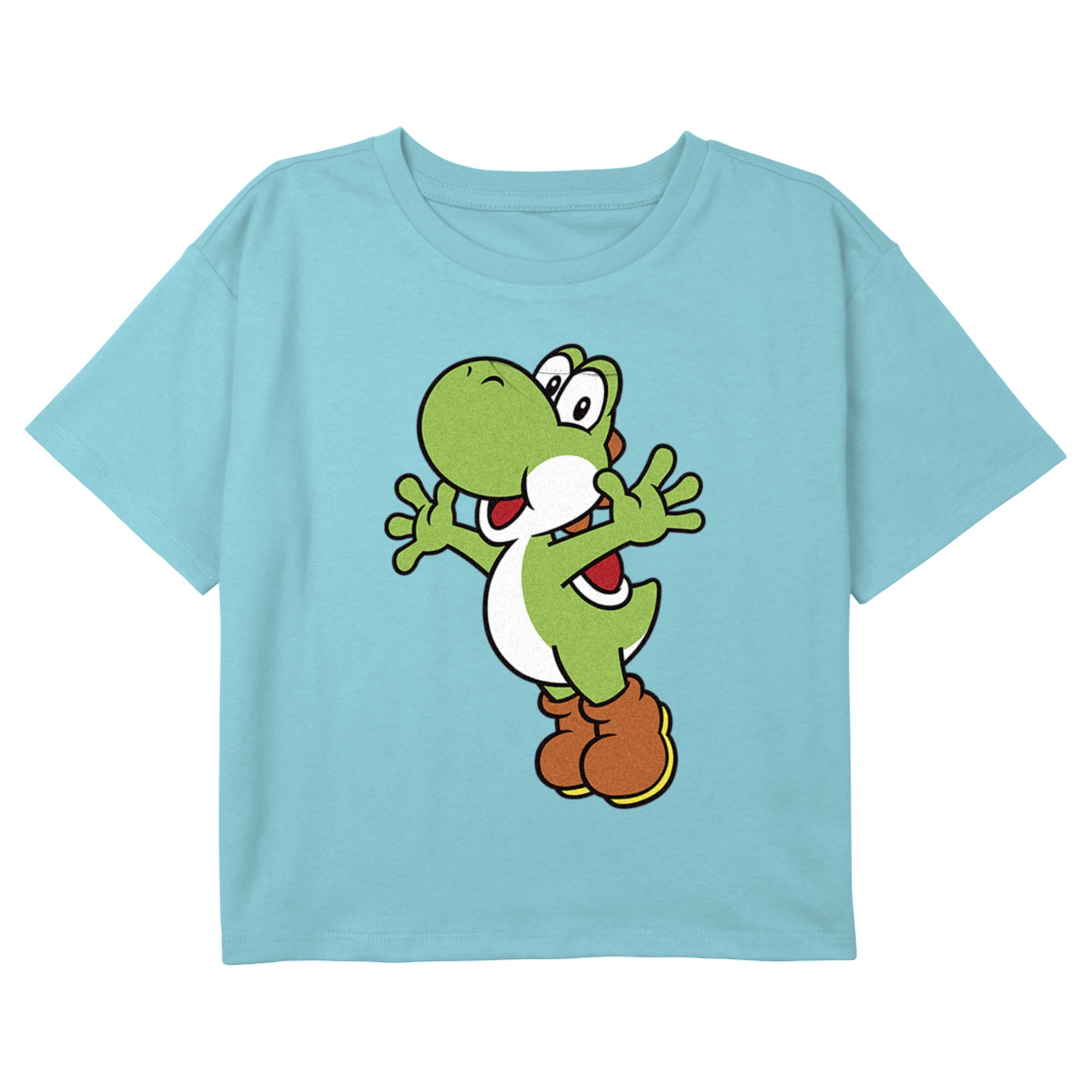 Girl's Nintendo Super Mario Bros Yoshi Hug Crop Graphic Tee Blue Large ...