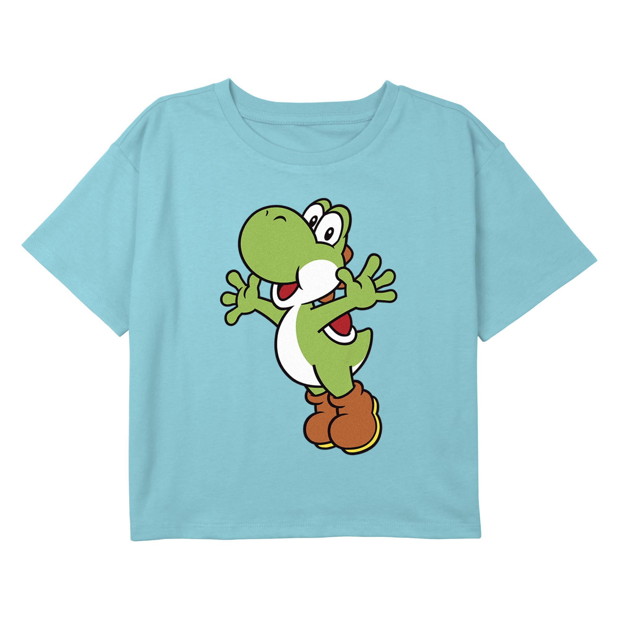 Girl's Nintendo Super Mario Bros Yoshi Hug Graphic Cropped T-Shirt Blue ...
