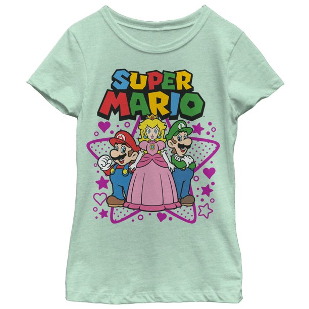 Girl's Nintendo Super Mario Character Trio Graphic Tee Mint Small ...