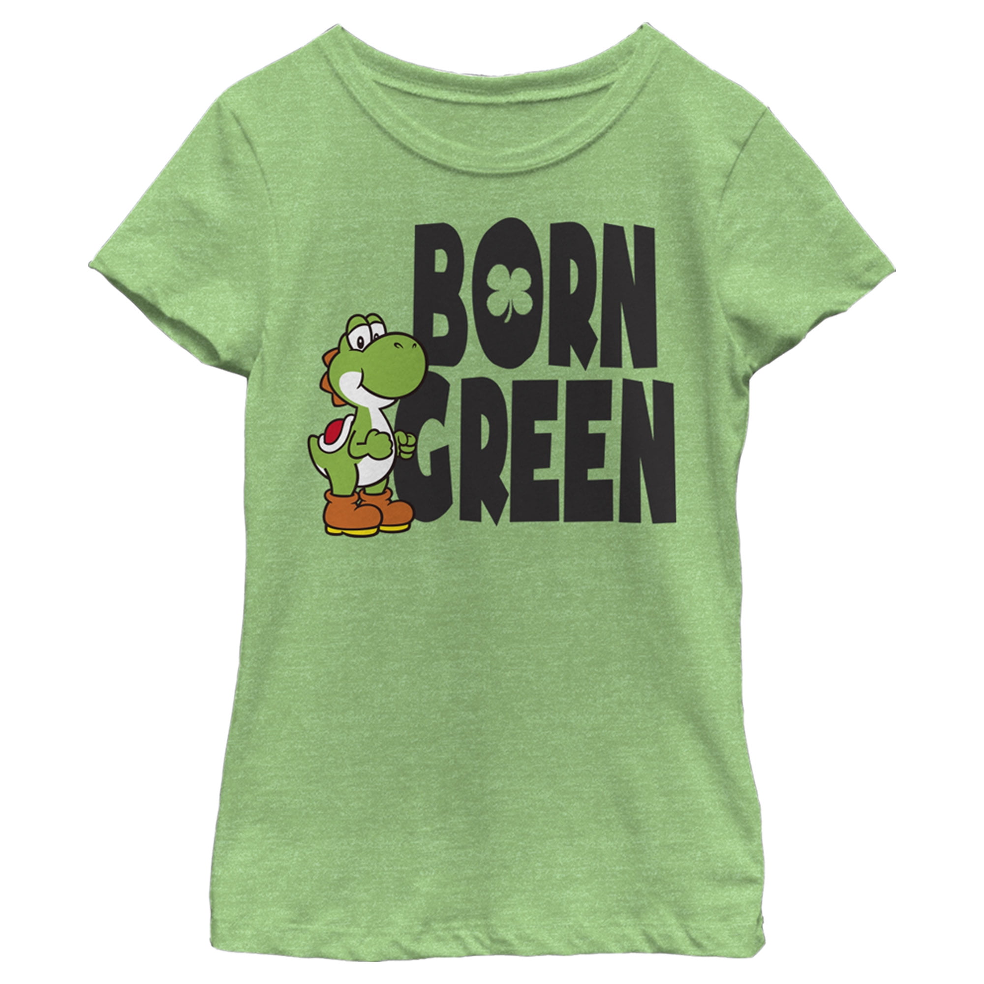 Girl's Nintendo Super Mario Yoshi St. Patrick's Born Green Graphic Tee ...