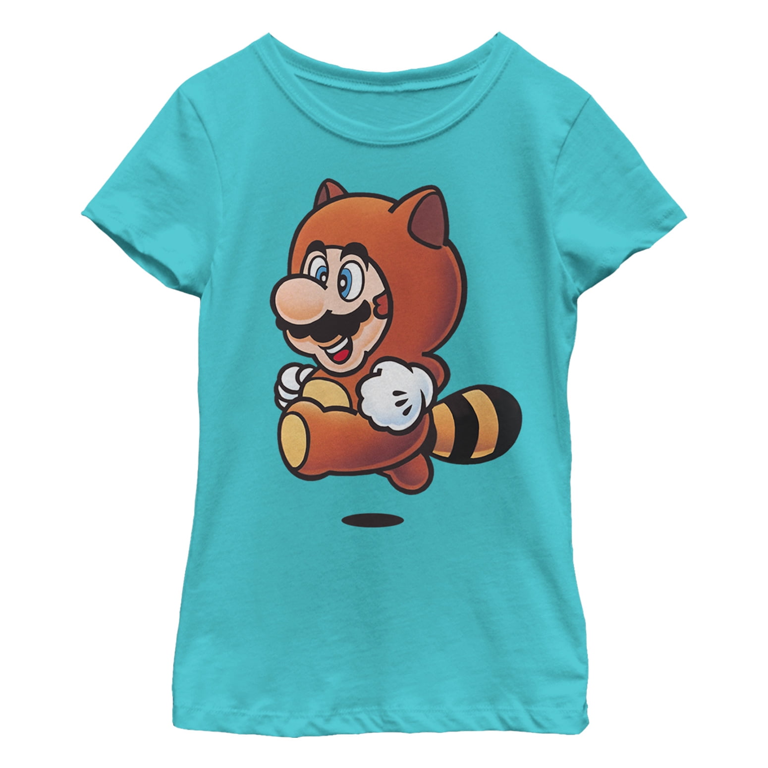 Girl's Nintendo Tanooki Racoon Mario Graphic Tee Tahiti Blue X Small ...