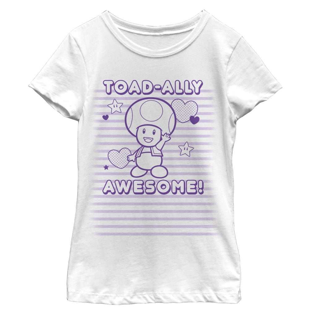 Girl's Nintendo Toad-Ally Awesome Graphic Tee White X Large - Walmart ...