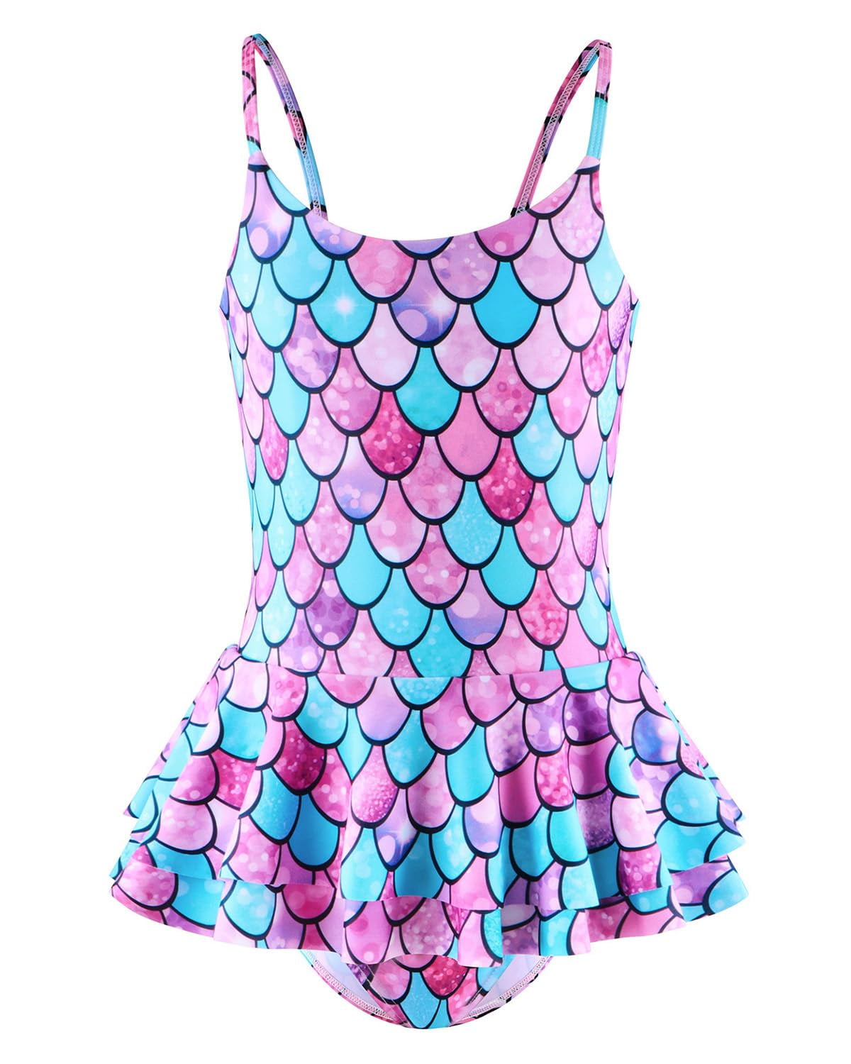 Girl's One Piece Swimsuit Mermaid Spaghetti Straps Swimwear Bathing ...