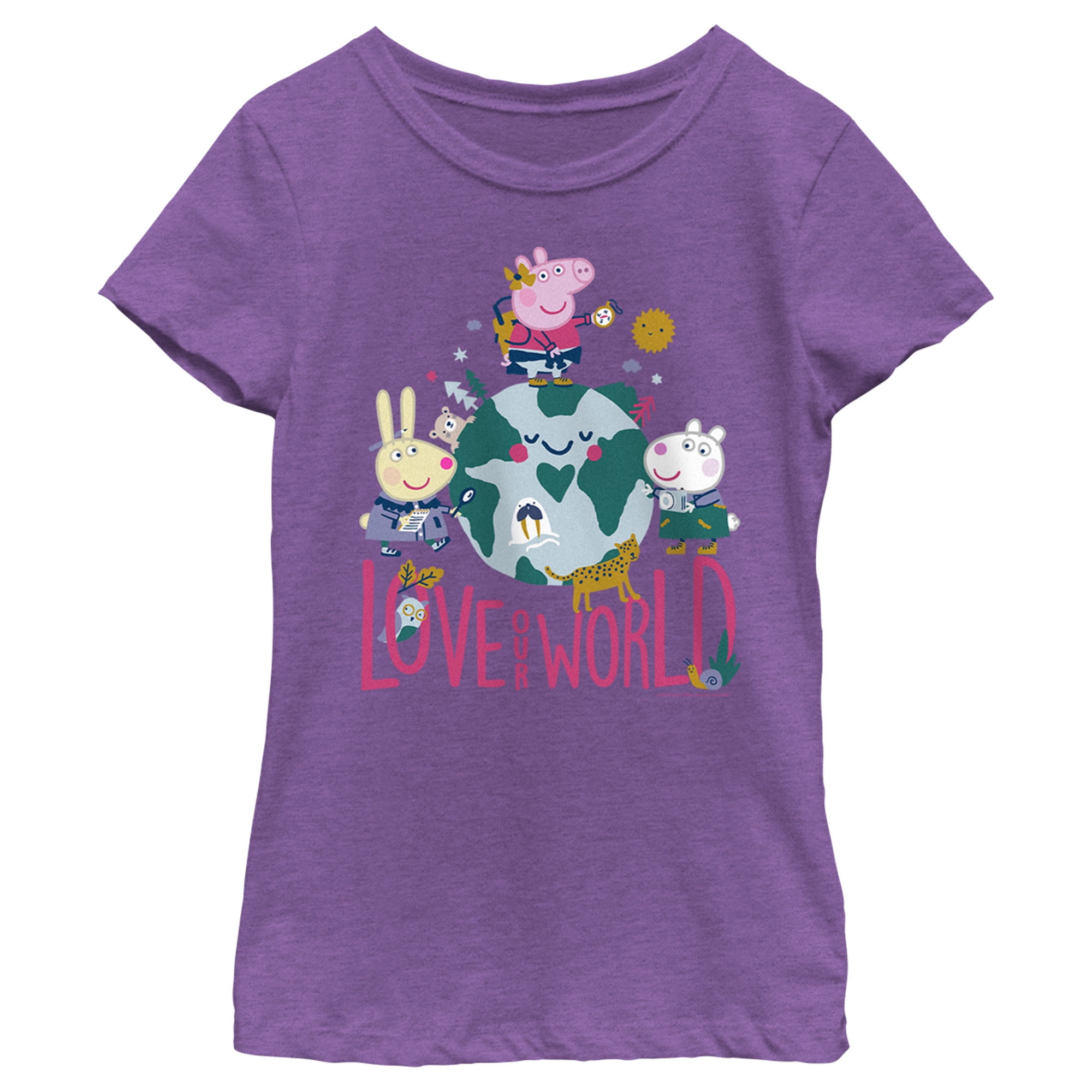 Girl's Peppa Pig Love Our World Graphic Tee Purple Berry X Small ...
