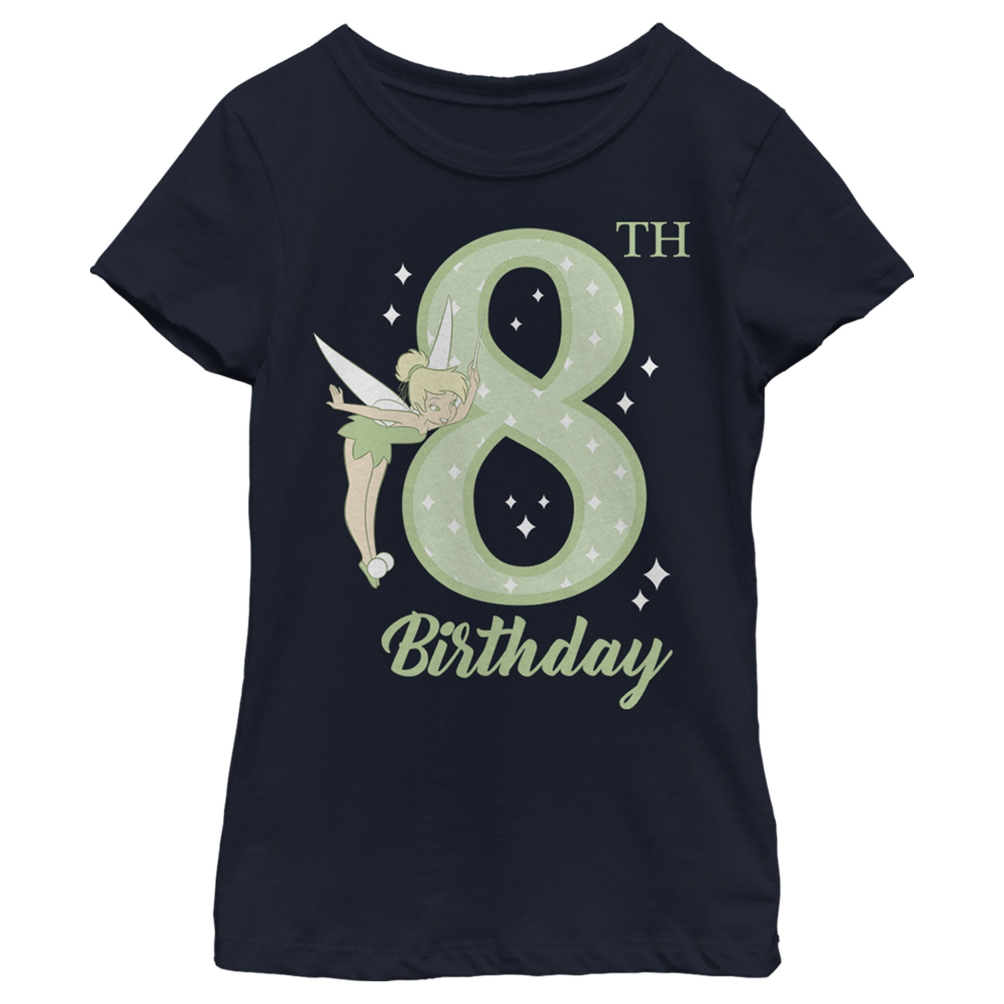 Girl's Peter Pan Tinker Bell 8th Birthday Graphic Tee Navy Blue X Small ...
