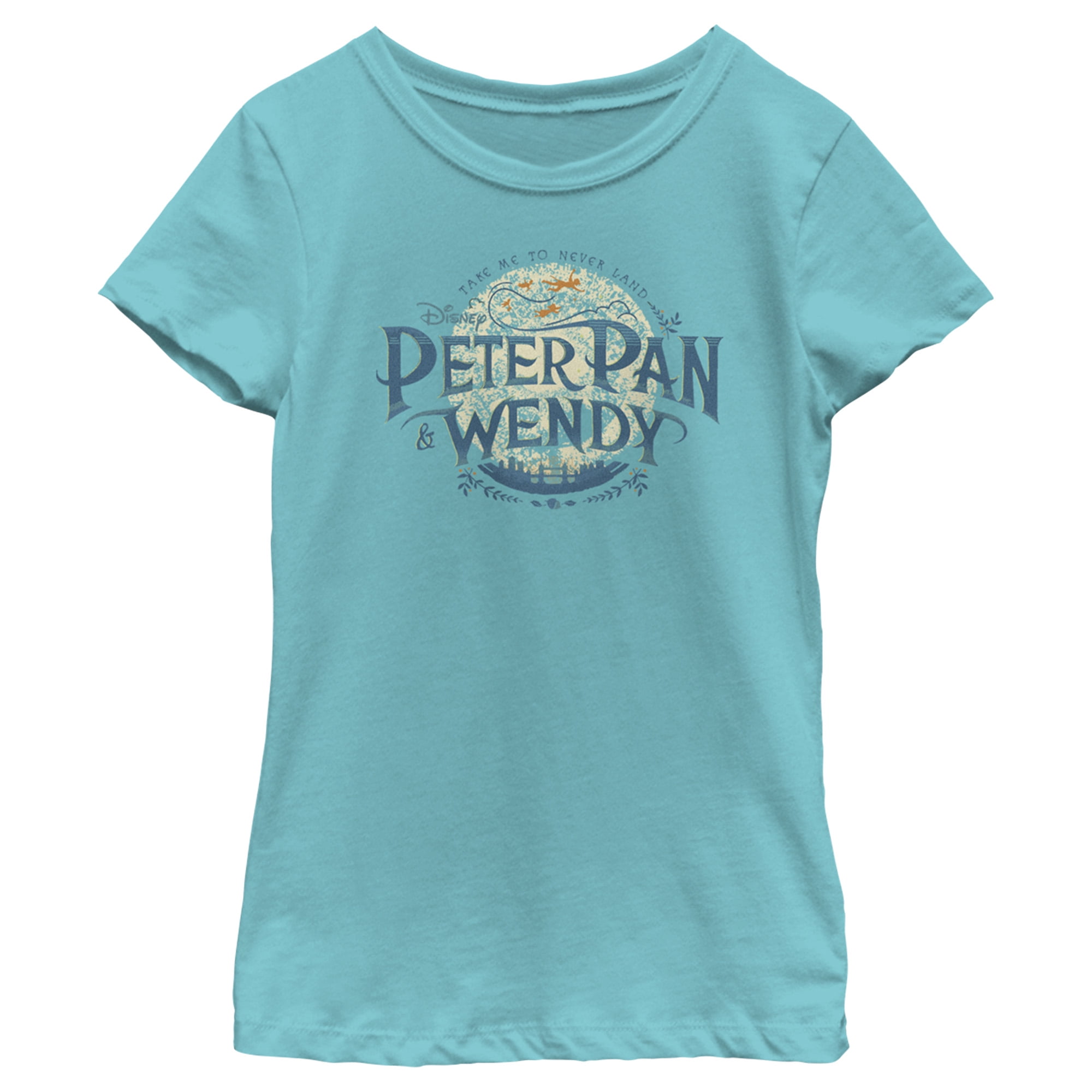 Girl's Peter Pan & Wendy Take Me to Never Land Distressed Logo Graphic ...