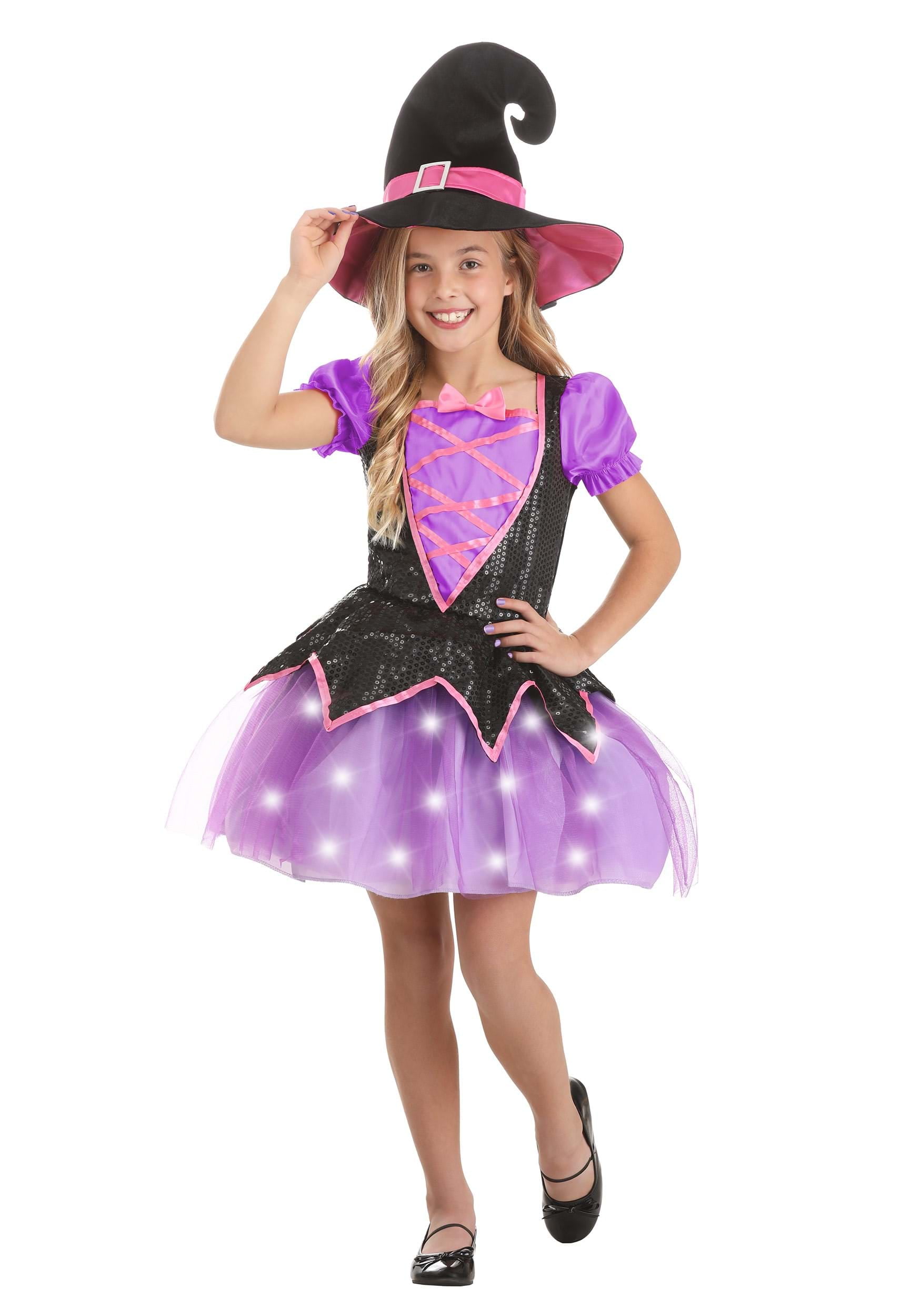 Girl's Pink Light-Up Witch Costume - Walmart.com