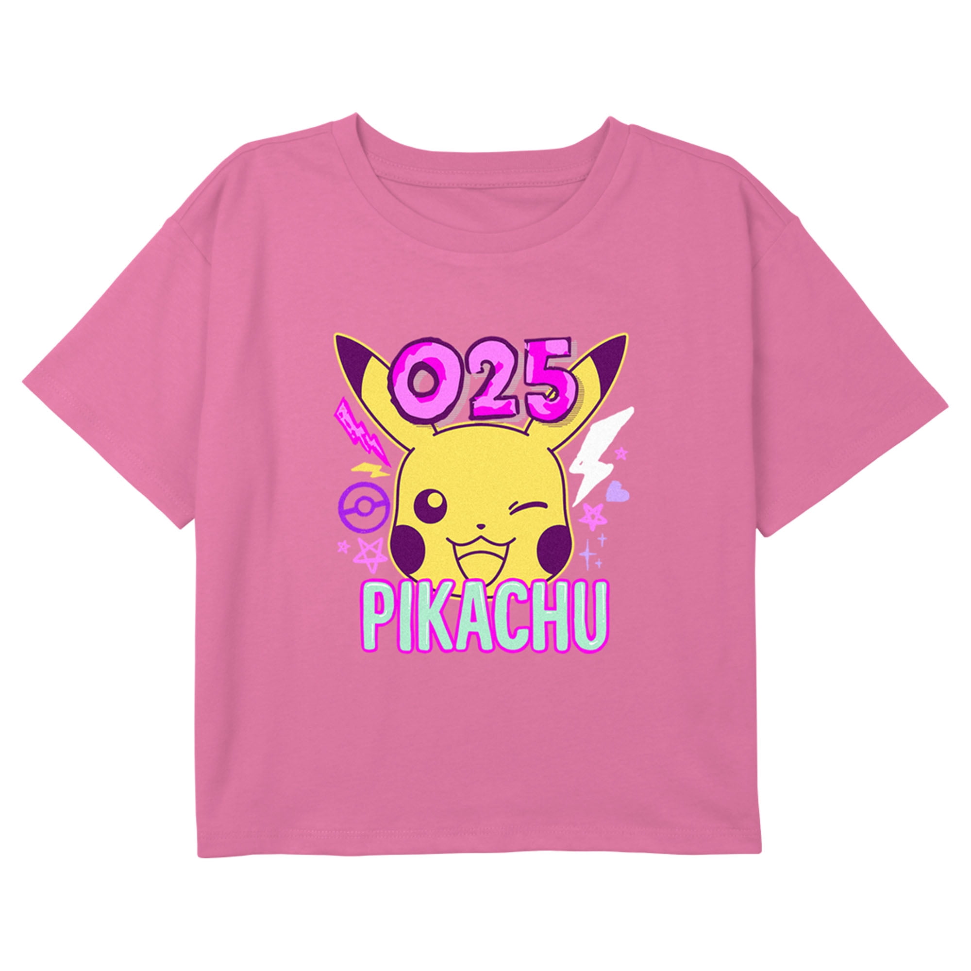 Girl's Pokemon 025 Pikachu Neon Graphic Tee Light Pink Medium - Walmart.com