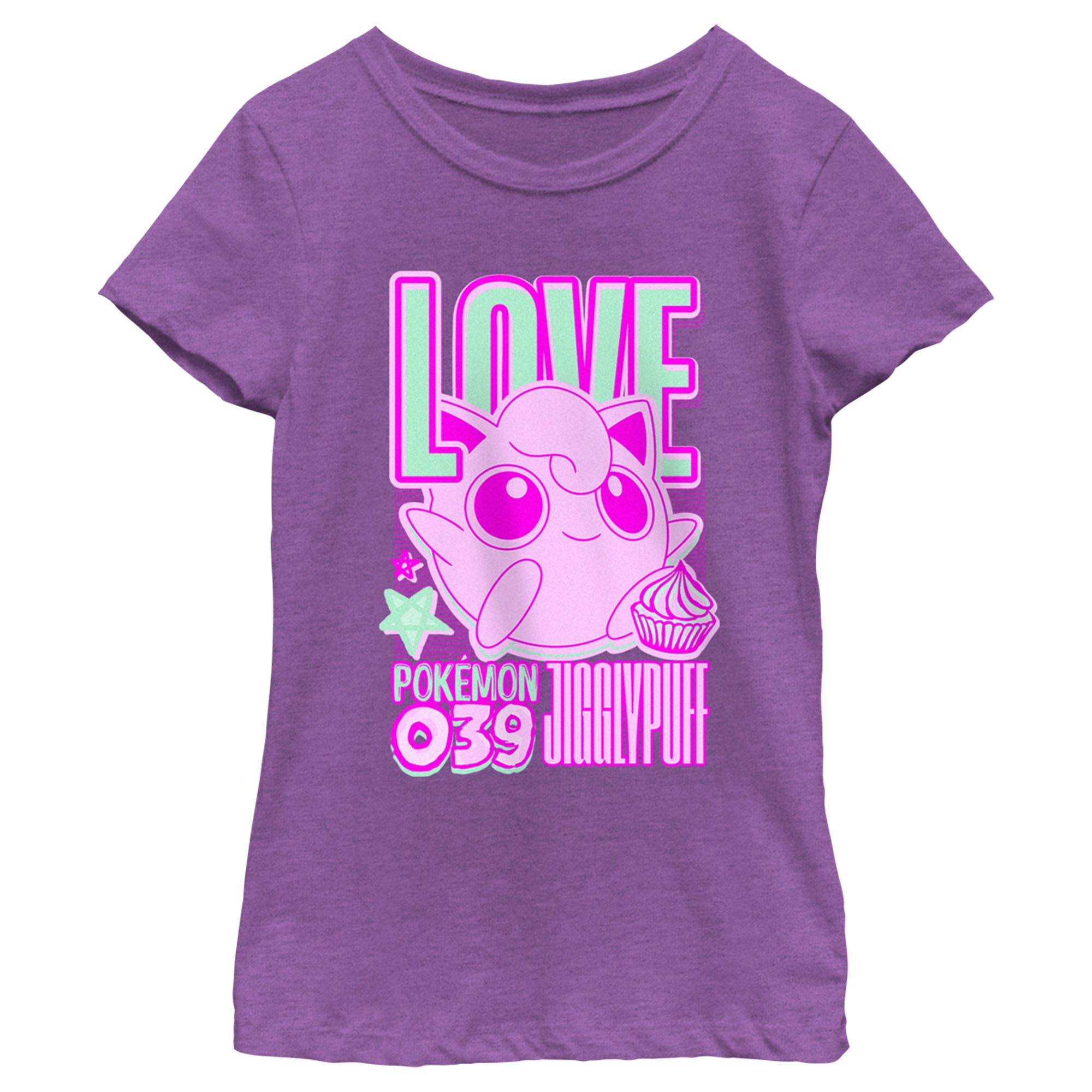 Girl's Pokemon 039 Love Jigglypuff Graphic Tee Purple Berry Large ...