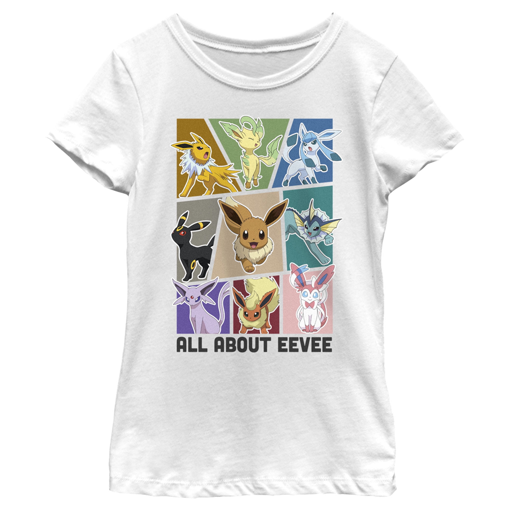Girls' Medium Pokemon Tee, Kids' Pokemon Eevee Evolutions Graphic ...