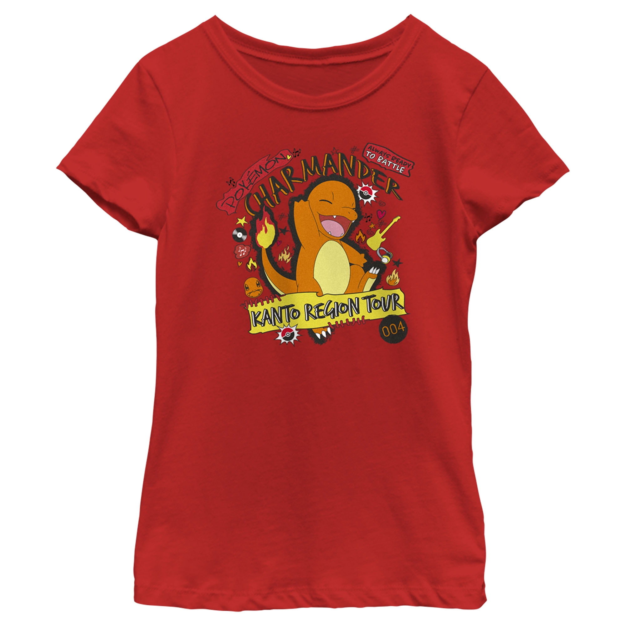 Girl's Pokemon Charmander Kanto Tour Graphic Tee Red Small - Walmart.com