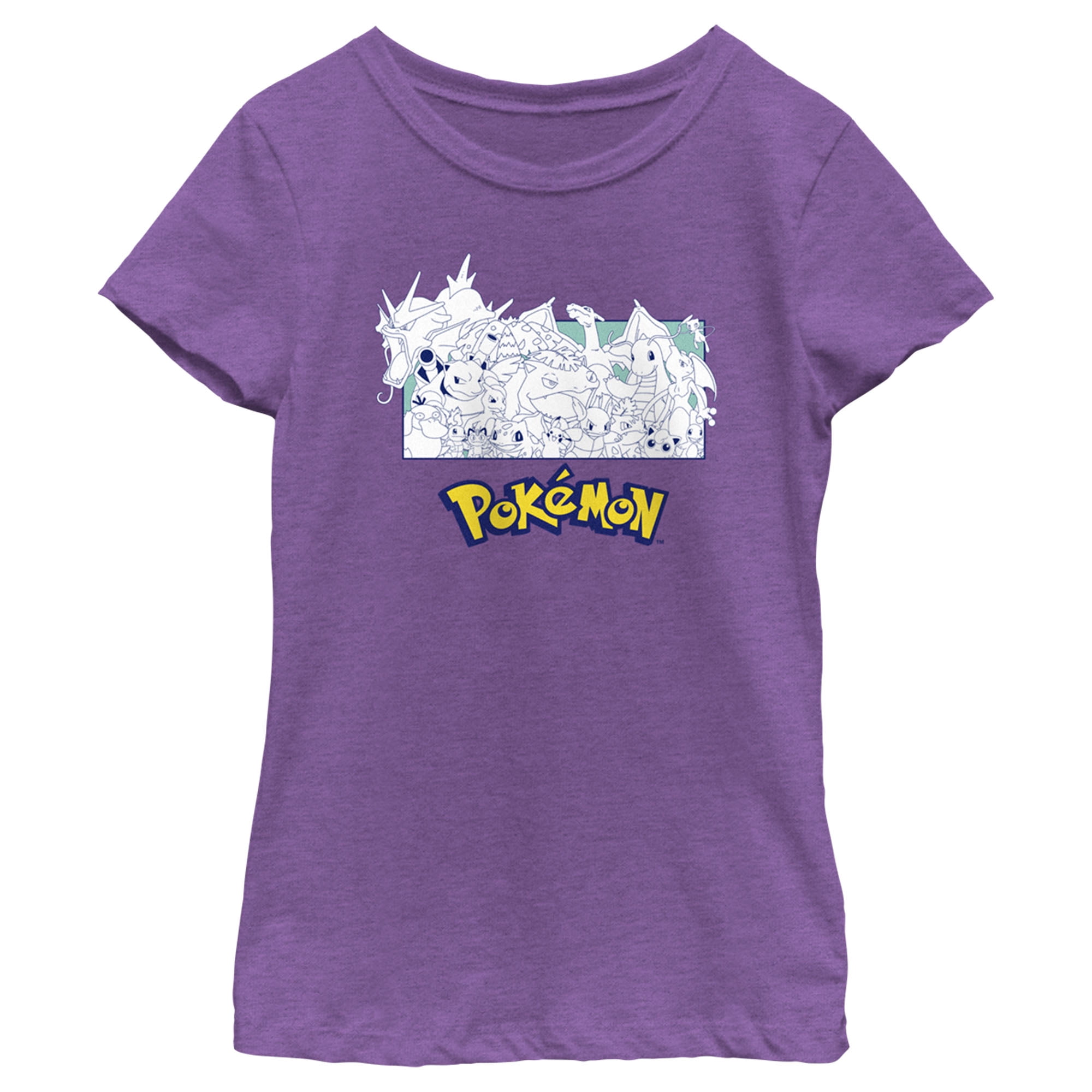 Girl's Pokemon Classic Characters Graphic Tee Purple Berry Large ...