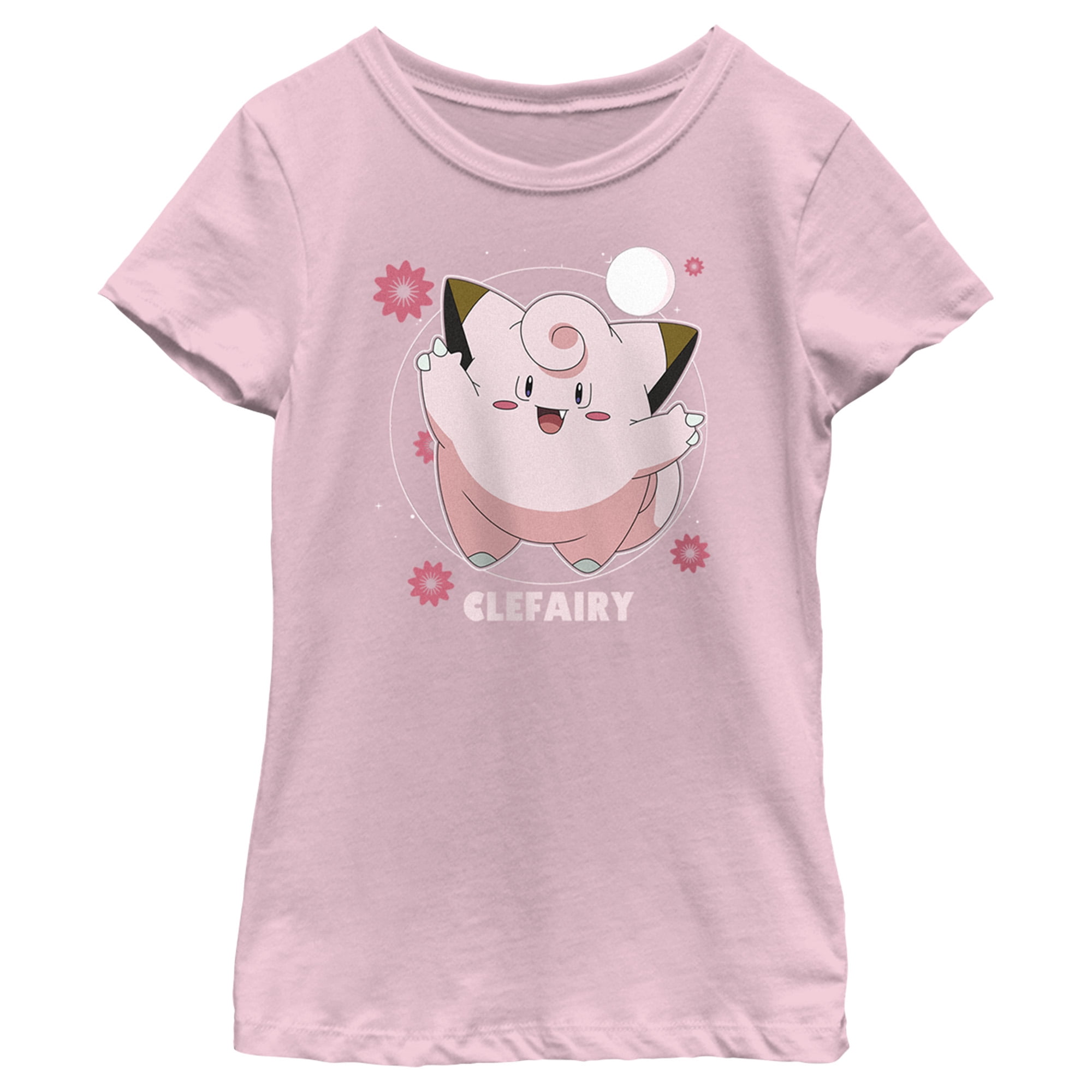 Girl's Pokemon Clefairy Moonlit Dance Graphic Tee Light Pink Large ...