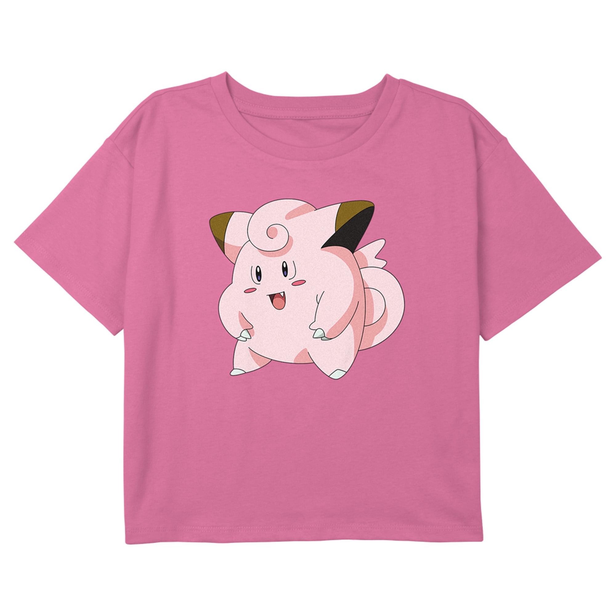 Girl's Pokemon Clefairy Profile Portrait Graphic Cropped T-Shirt Light ...
