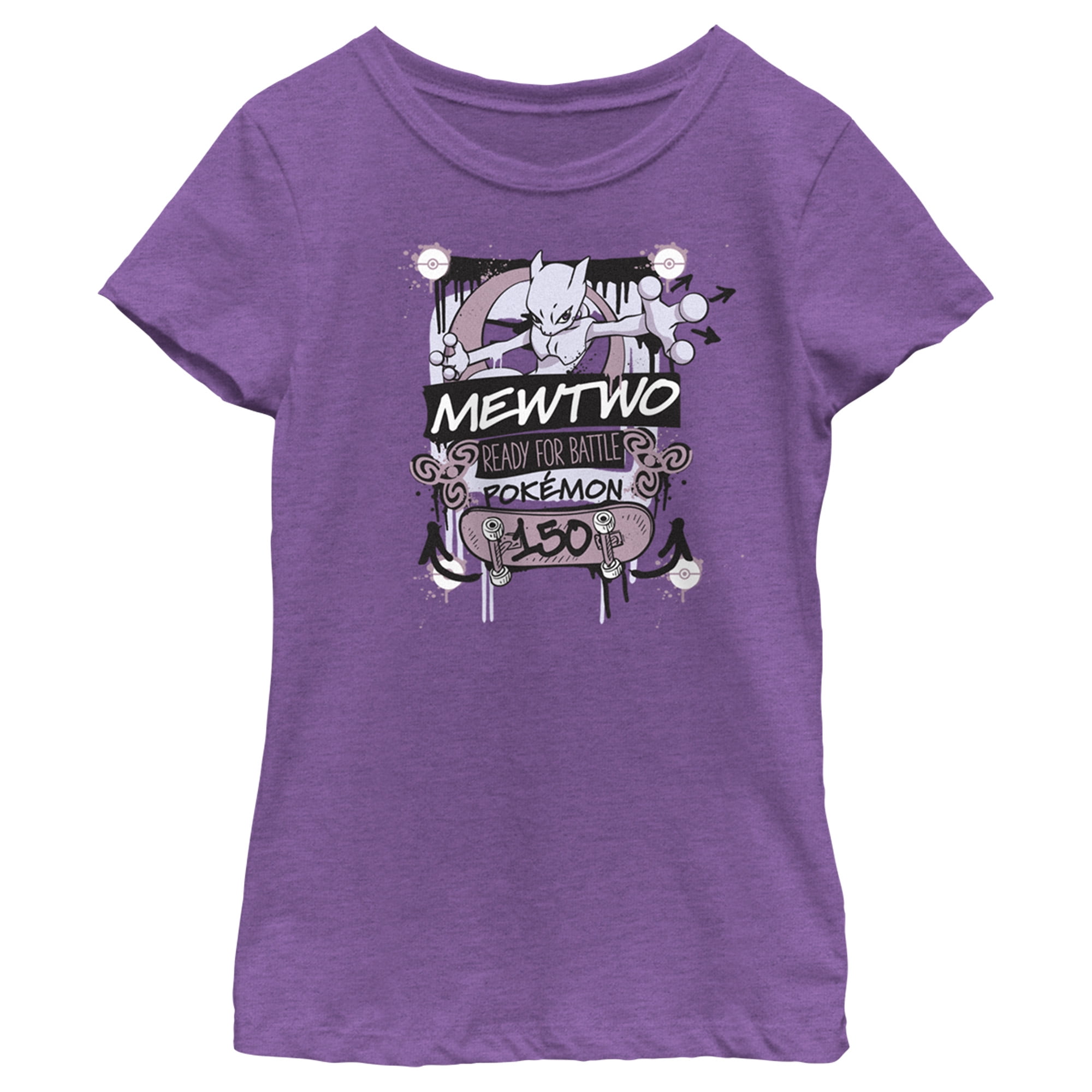 Girl's Pokemon Mewtwo Ready for Battle Graphic Tee Purple Berry Large ...