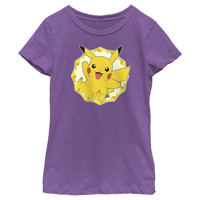 Girl's Pokemon Pikachu Circle Graphic Tee Purple Berry Large - Walmart.com