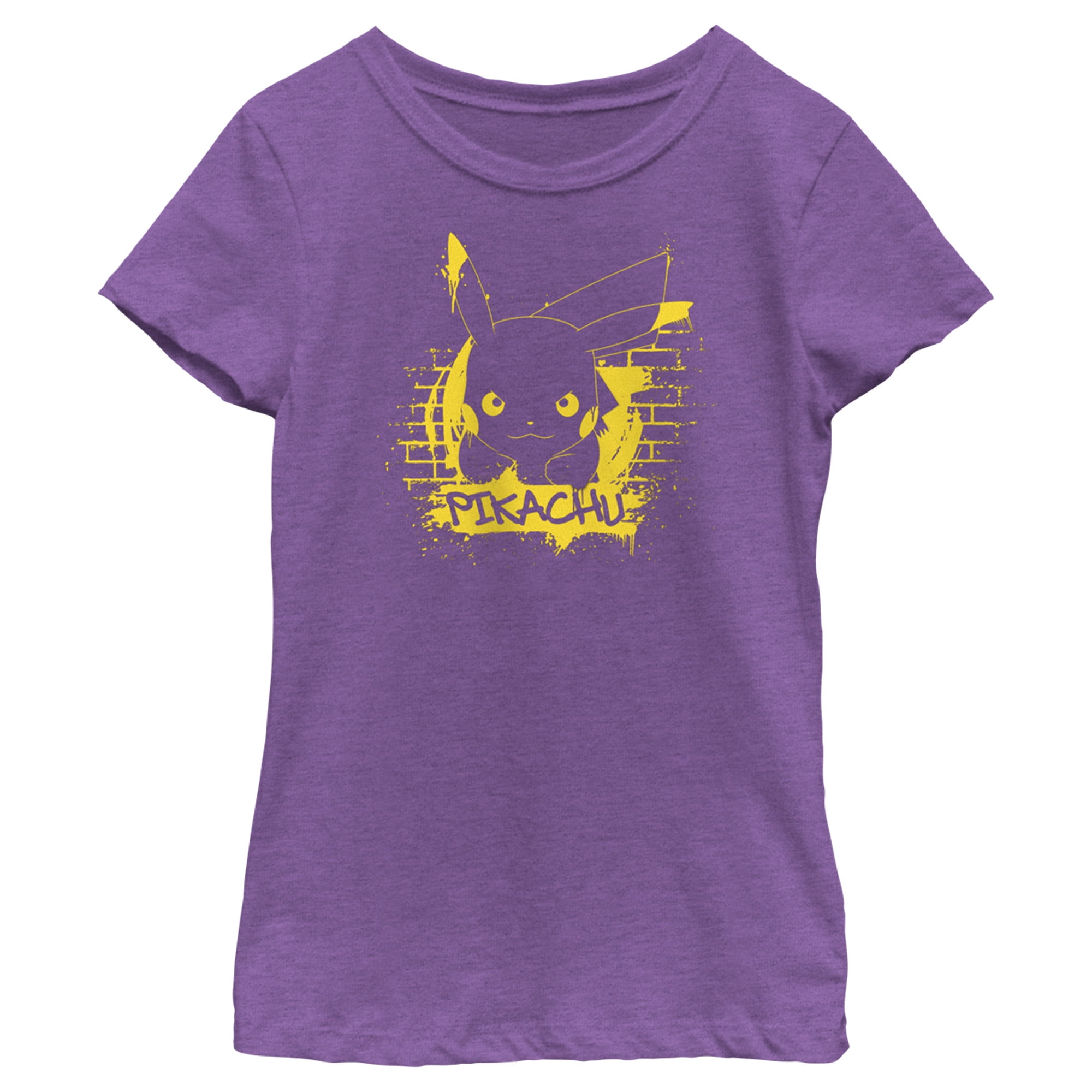 Girl's Pokemon Pikachu Mural Graphic Tee Purple Berry Medium - Walmart.com