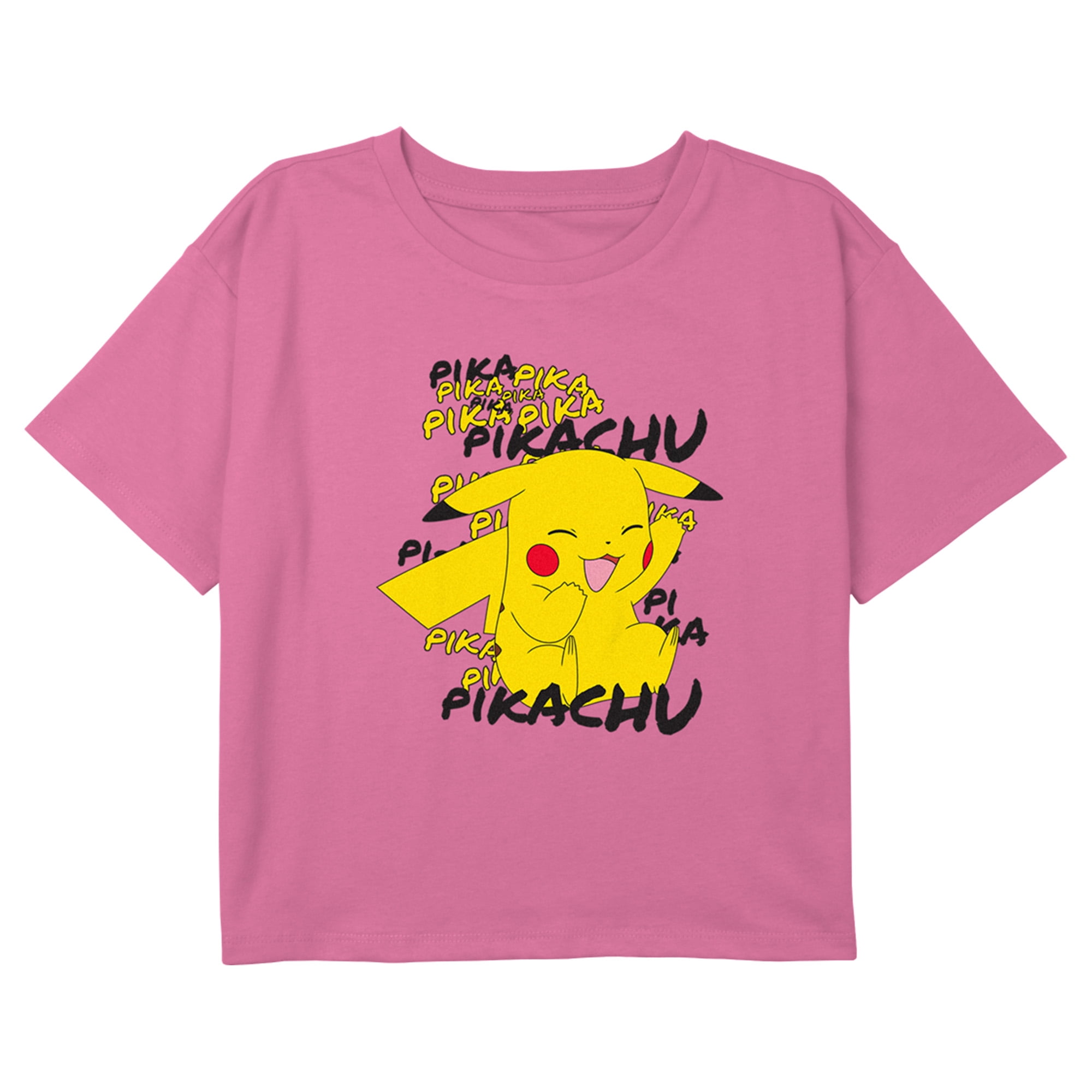 Girl's Pokemon Pikachu Pika Pika Laughing Graphic Cropped T-Shirt Light Pink Medium - Walmart.com