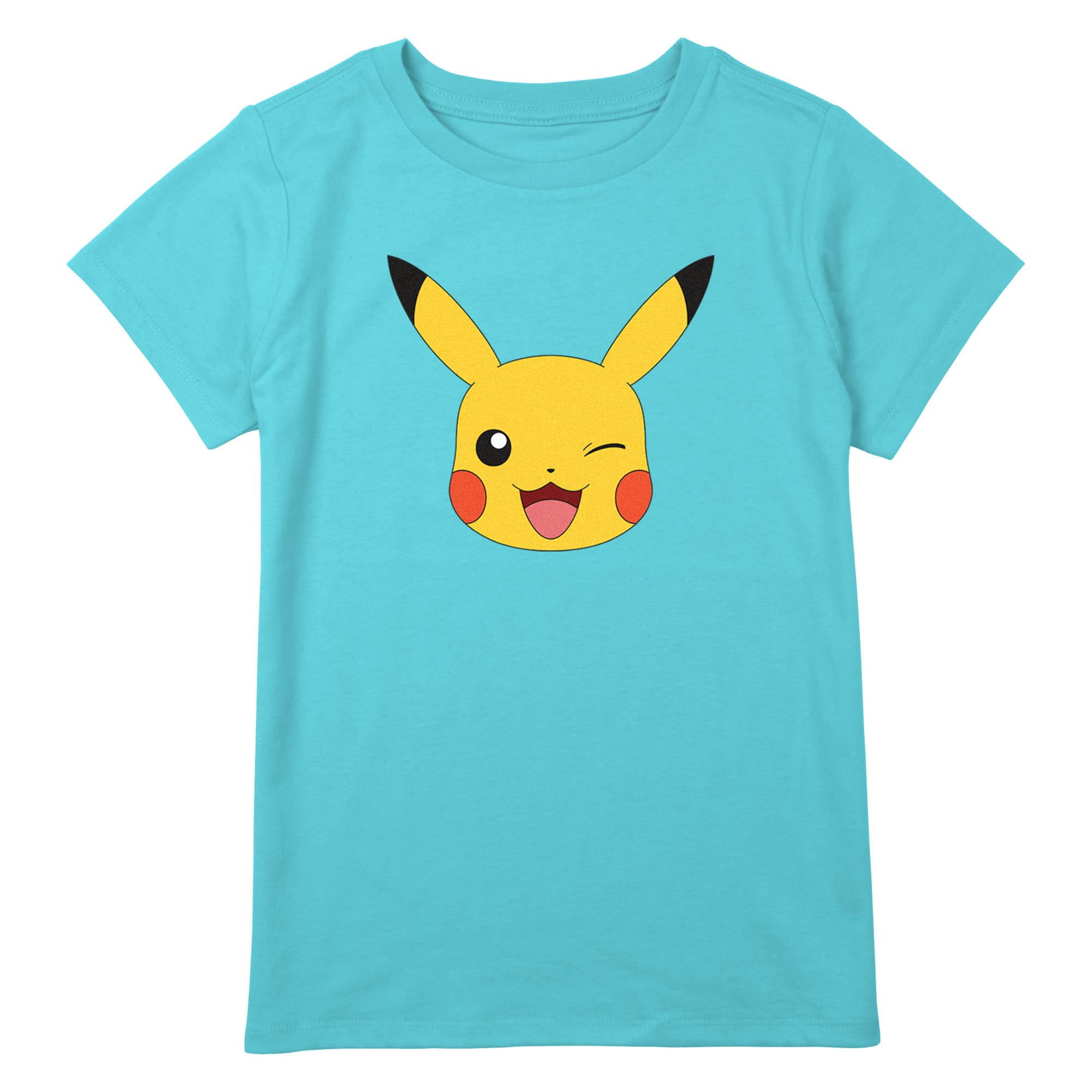 Girl's Pokemon Pikachu Wink Face Graphic T-Shirt - Walmart.com