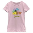 Girl's Pokemon Pikachu and Eeveelutions Logo Graphic Tee Light Pink ...