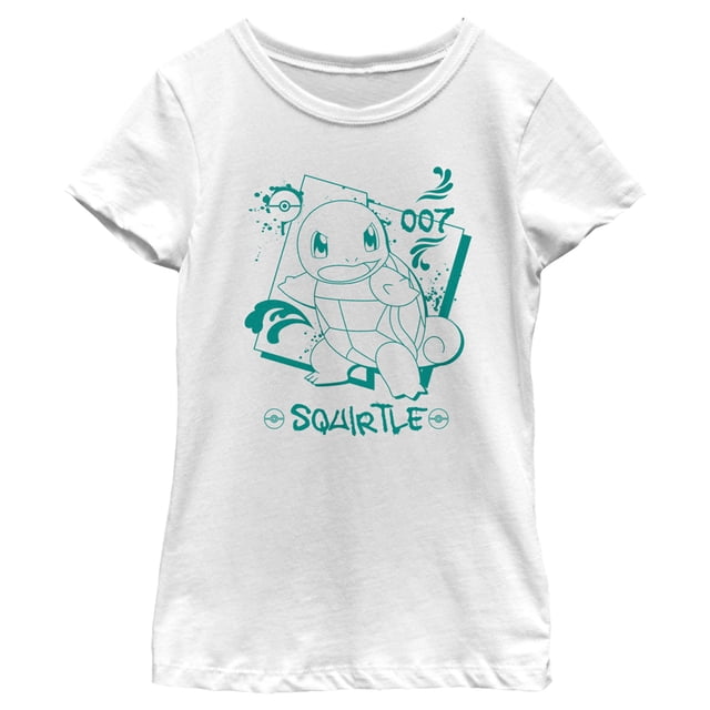 Girl's Pokemon Squirtle Graffiti Outline Graphic Tee White X Small ...